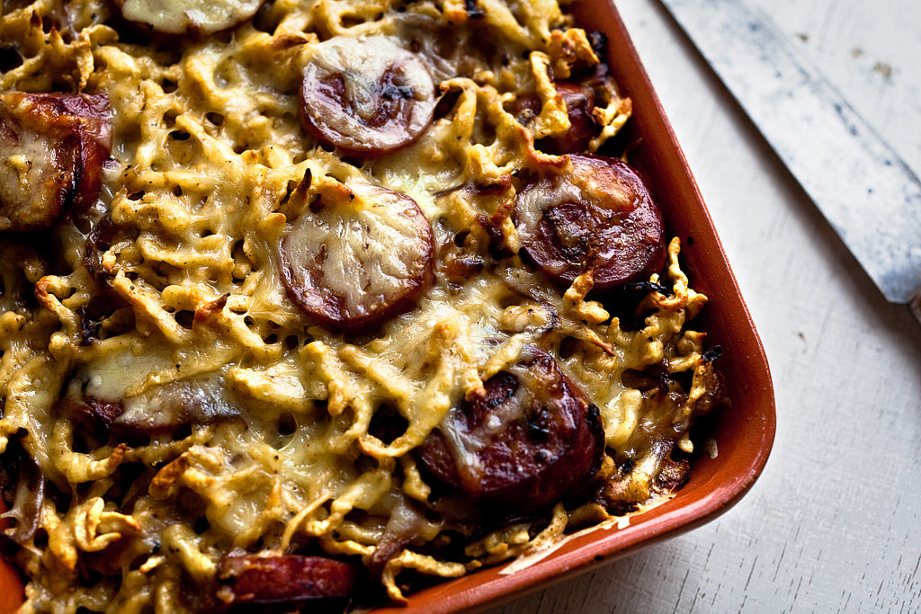 Spaetzle With Kielbasa and Caramelized Onions - Dining and Cooking
