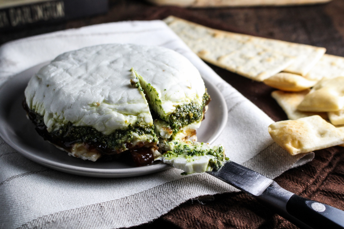 Goat Cheese Terrine with Fig Jam and Pesto - Dining and Cooking