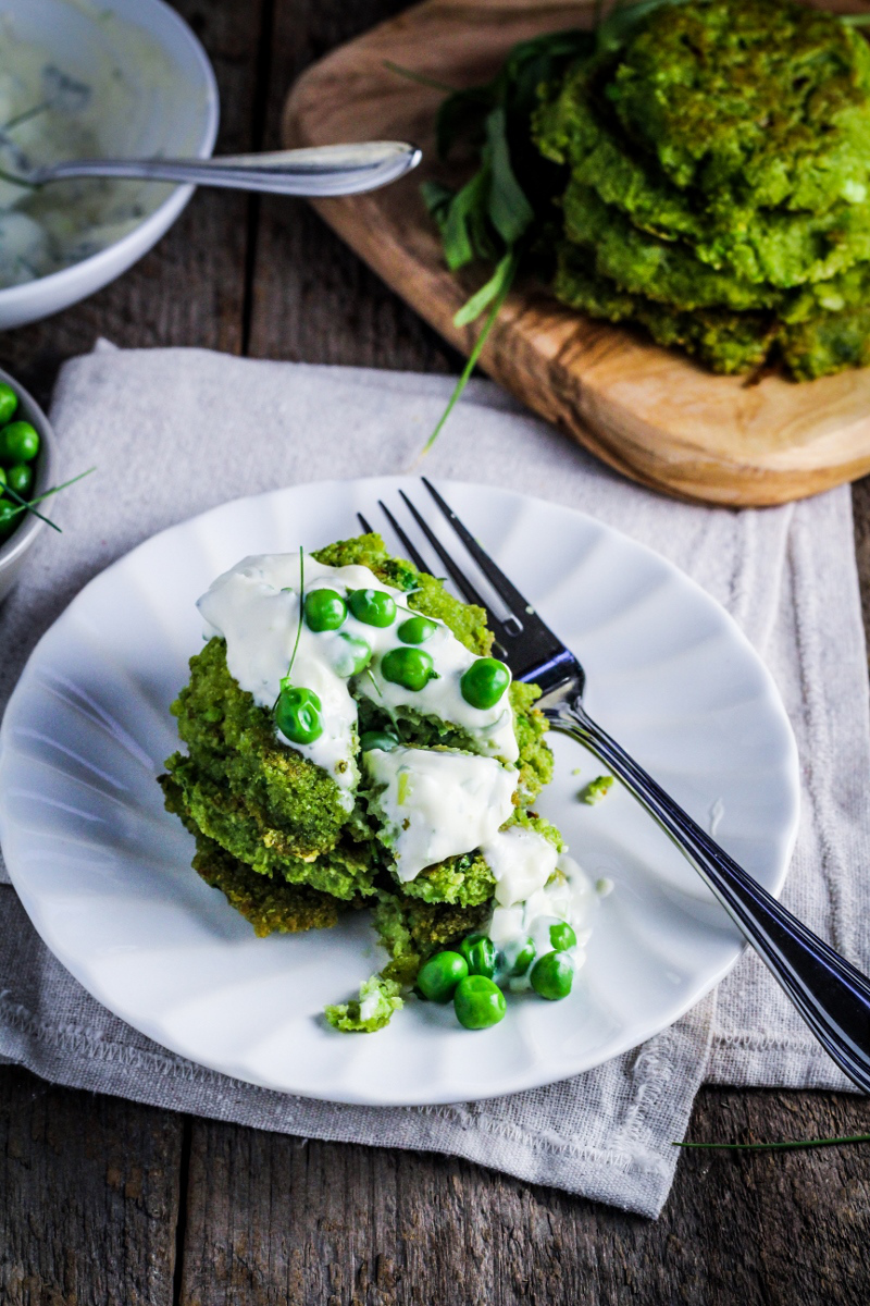 Green Pea Fritters with Herbed Creme Fraiche - Dining and Cooking