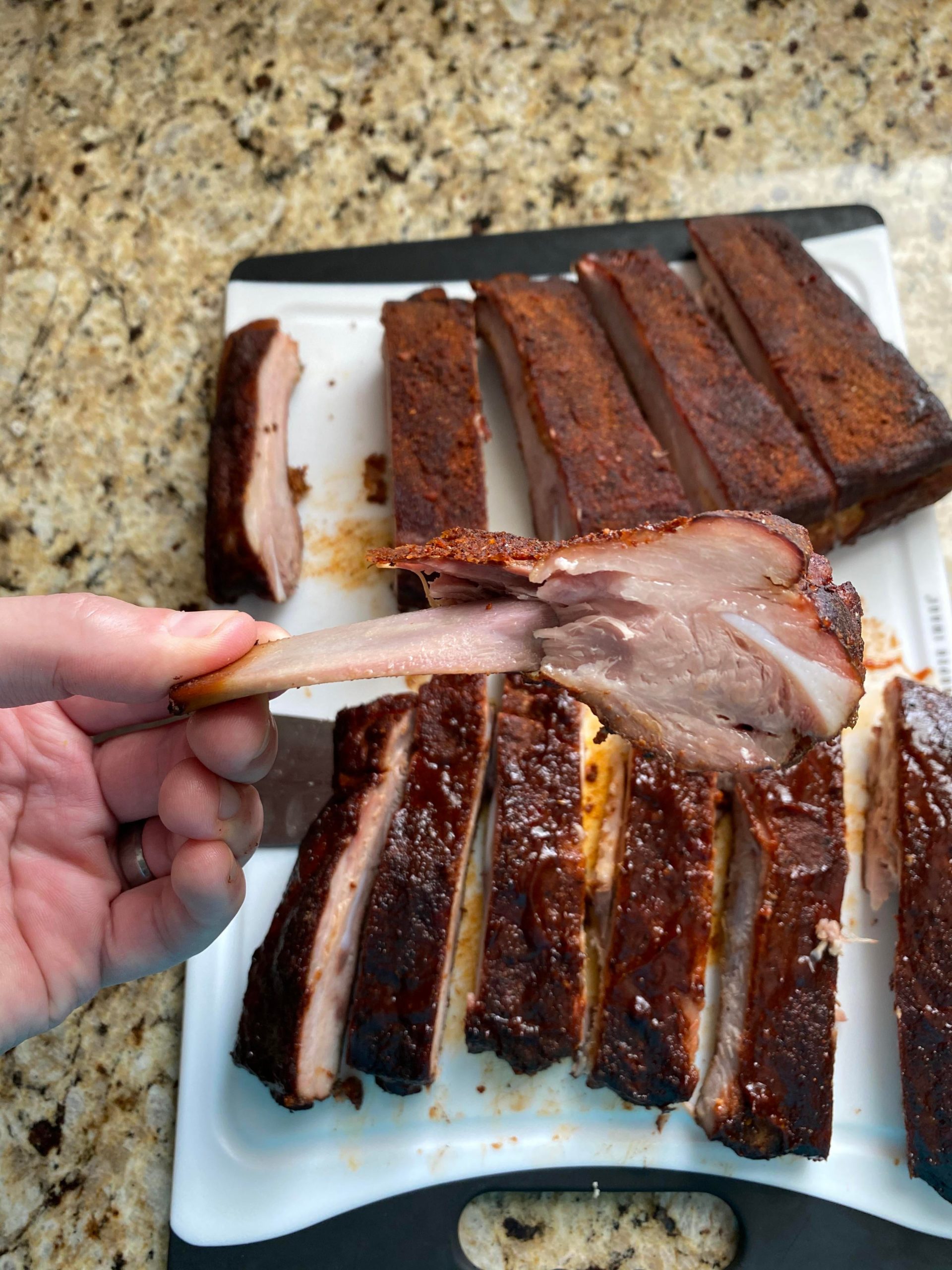 My first try with St. Louis style ribs. 160/21 hours and smoked ...