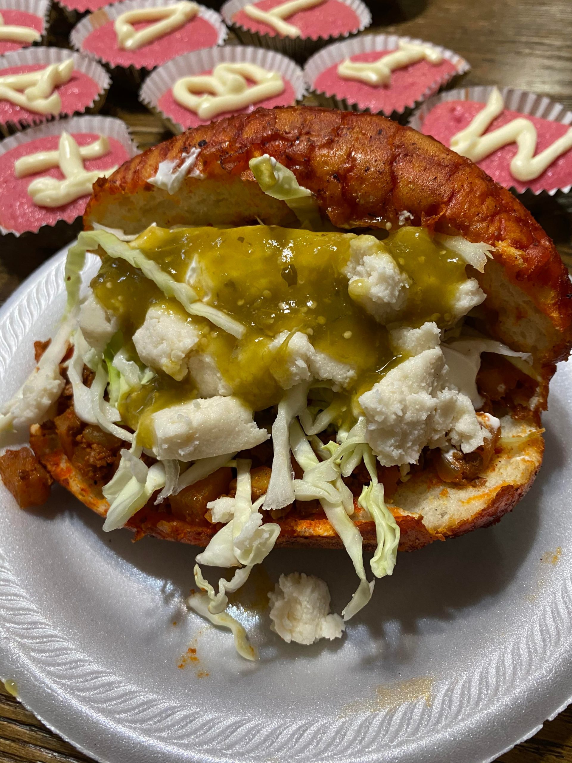 My mom made me vegan panbazos for my birthday on Friday. (Soy chorizo ...