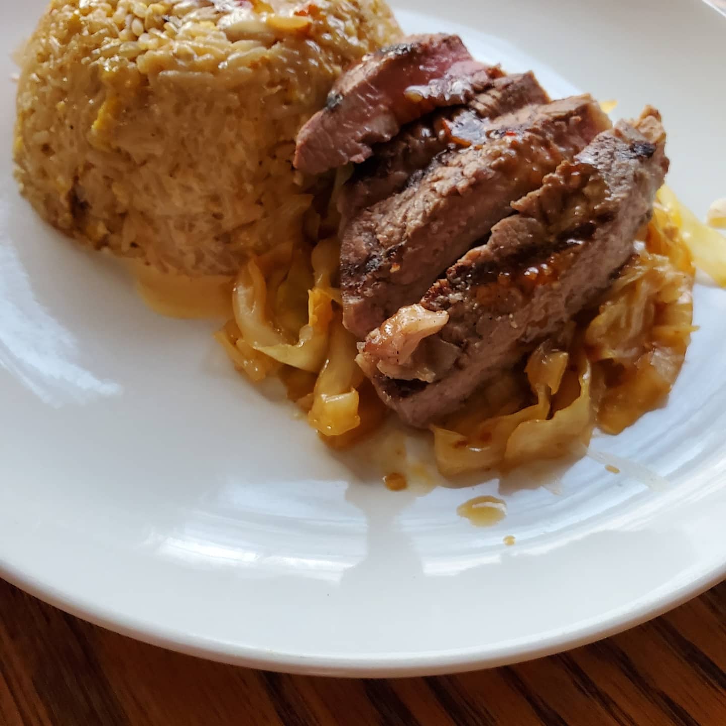 Kimchi braised beef with garlic and chili fried rice. - Dining and Cooking