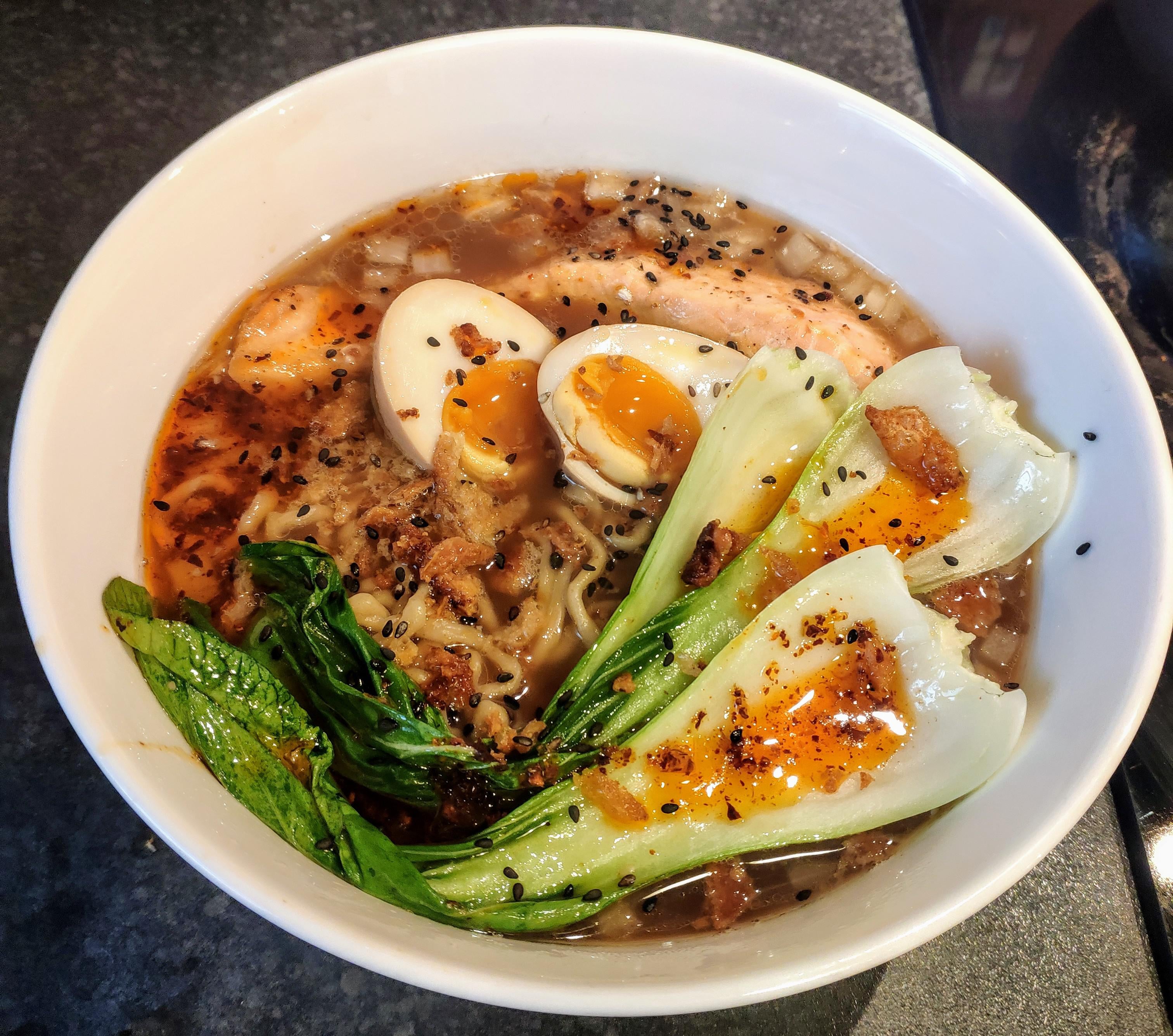 Chicken shoyu with crispy chicken skin as a topping 🍜 - Dining and Cooking