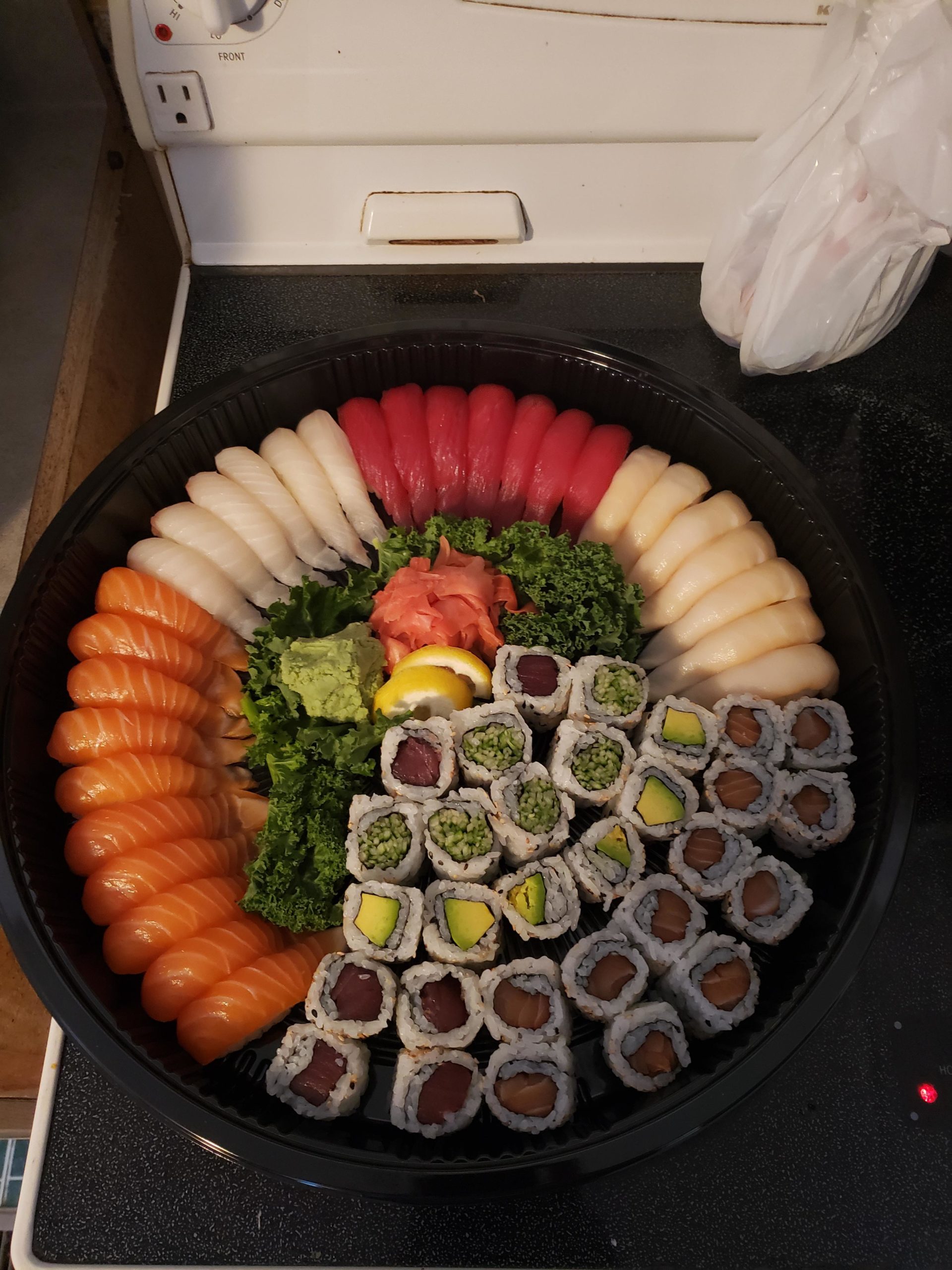 My local sushi place finally reopened. It's not a boat but it will do ...