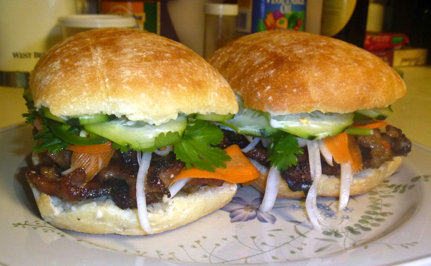 Costco's torta Rolls make a very acceptable banh mi. Meat is grilled ...