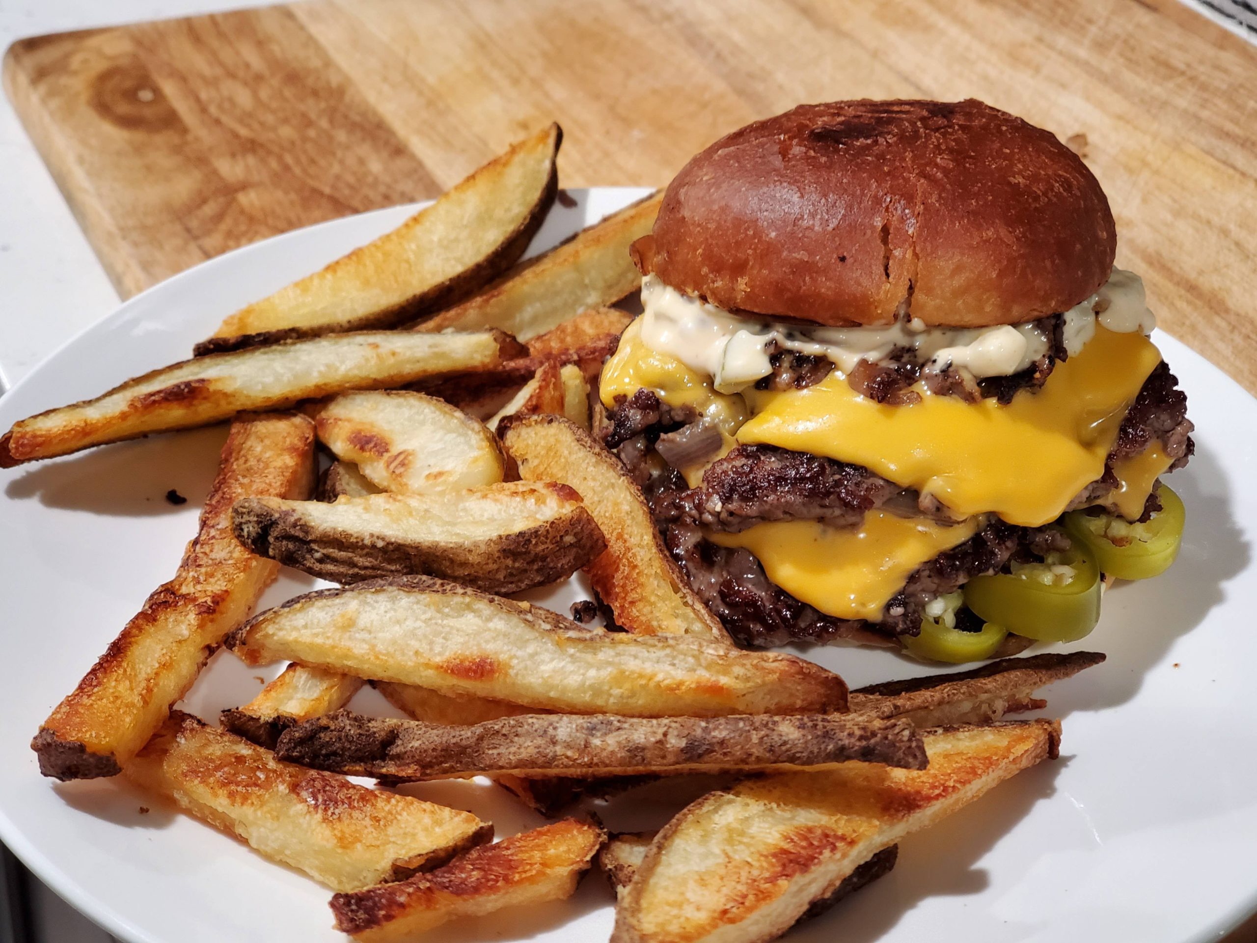 Tried something a little different... Double shallot smash with pickled ...