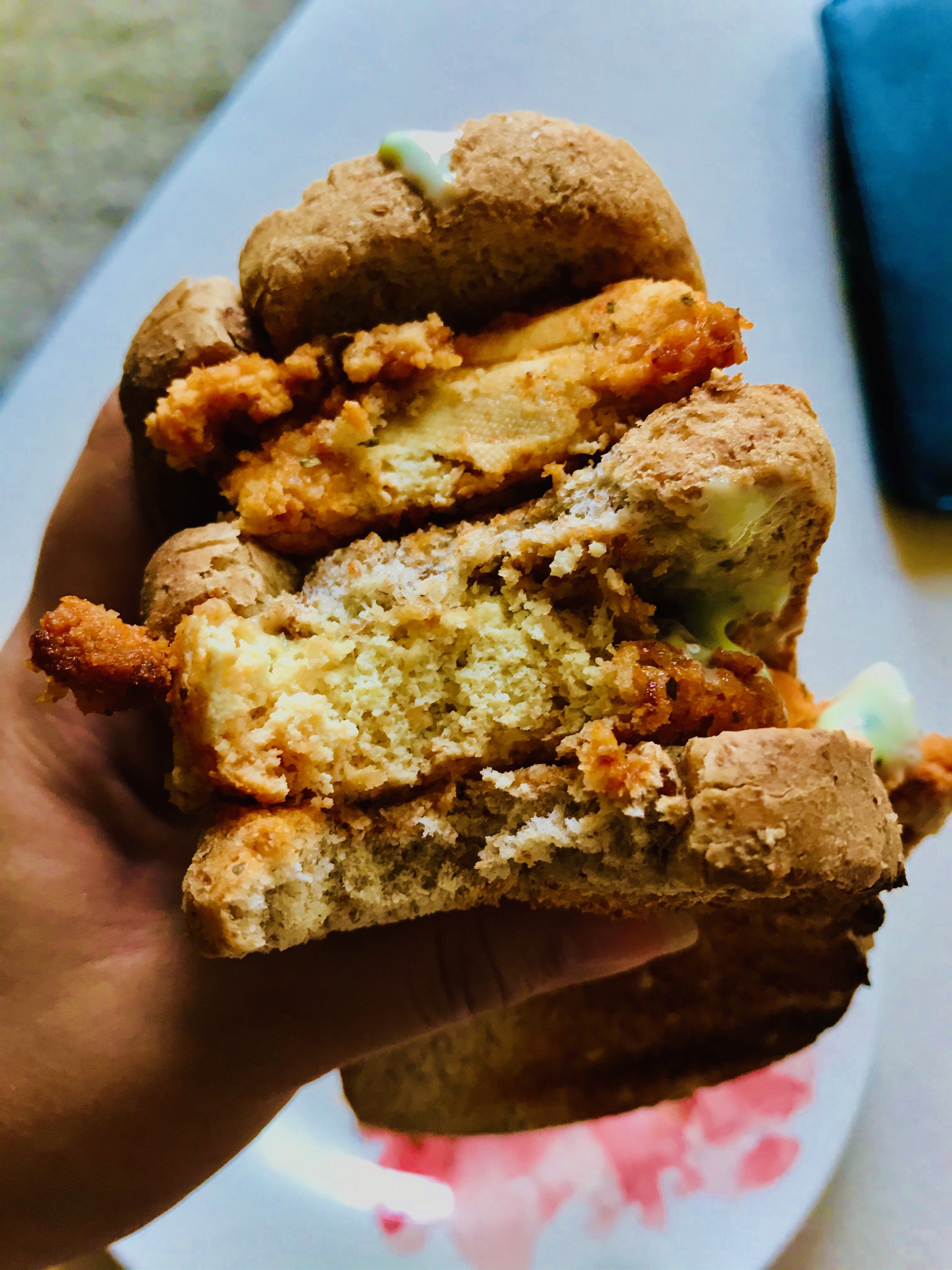 Double decker buffalo "chicken" sando to quench those late night ...