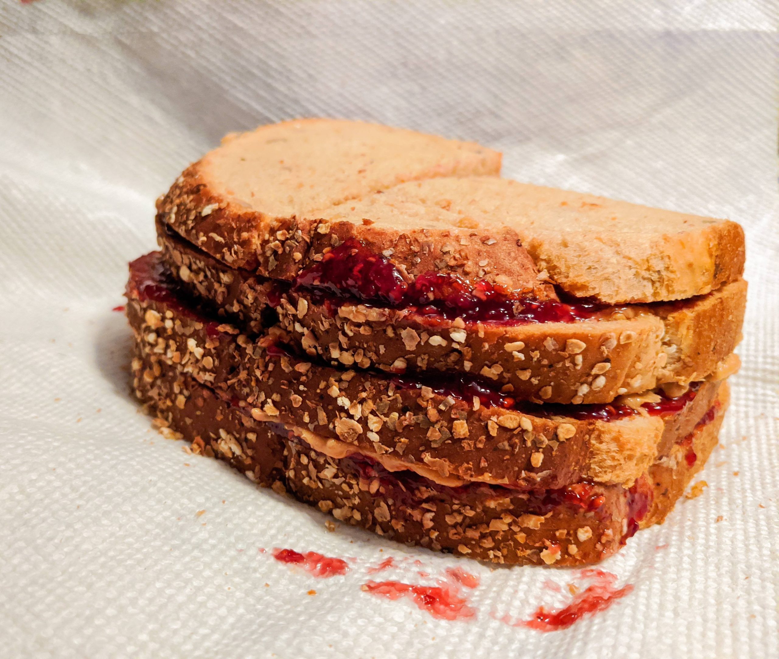 A late night sandwich, made a PB&J out of two PB&Js - Dining and Cooking