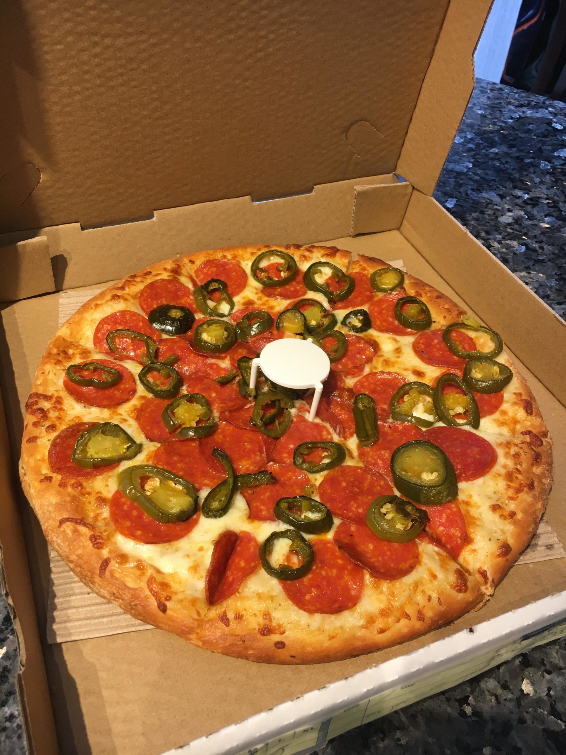 The best pizza combo IMO-pepperoni and jalapeño with garlic sauce ...