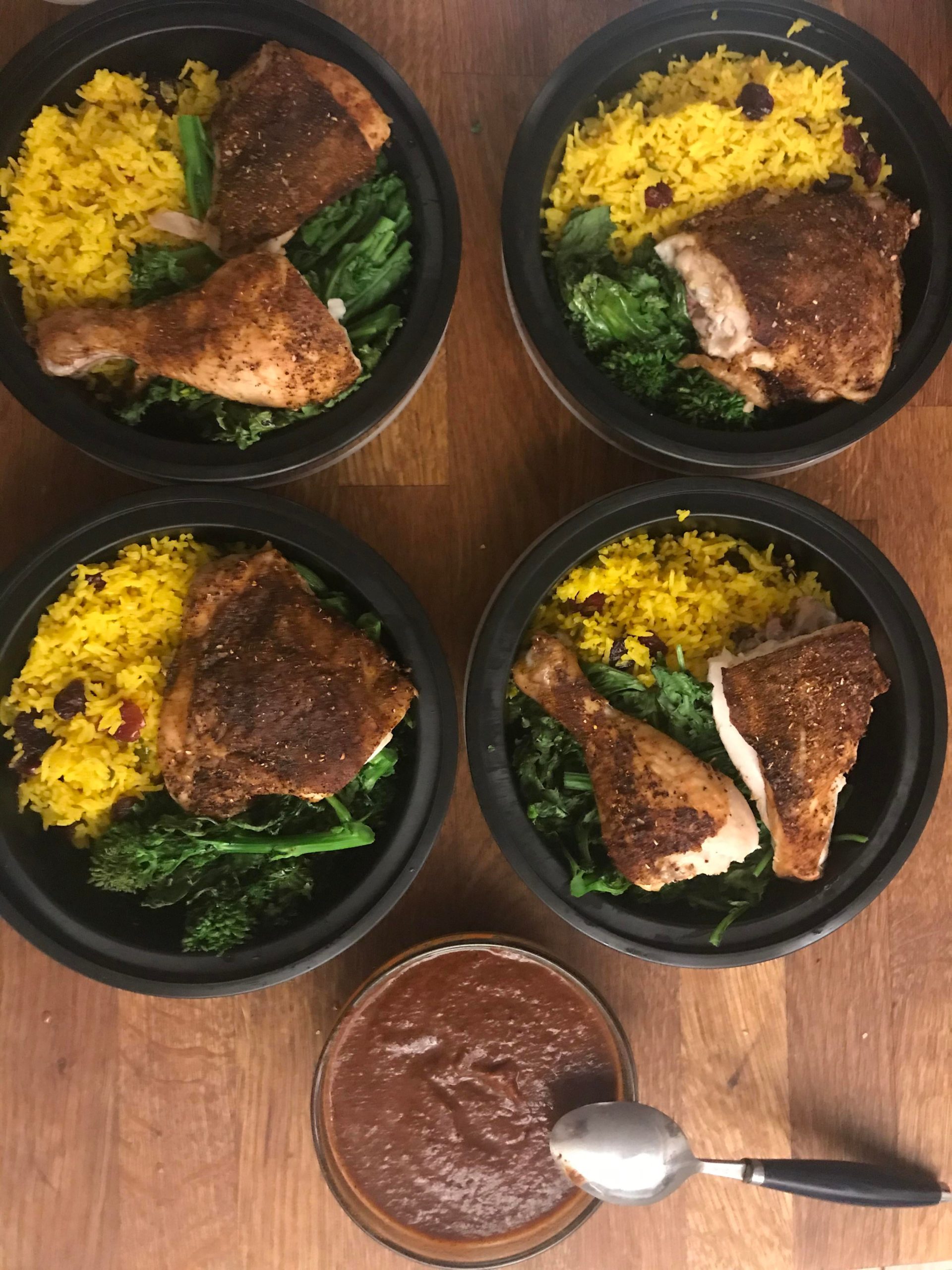 Trying to get back in shape! Piri-piri chicken with rice and rapini 🙂 ...
