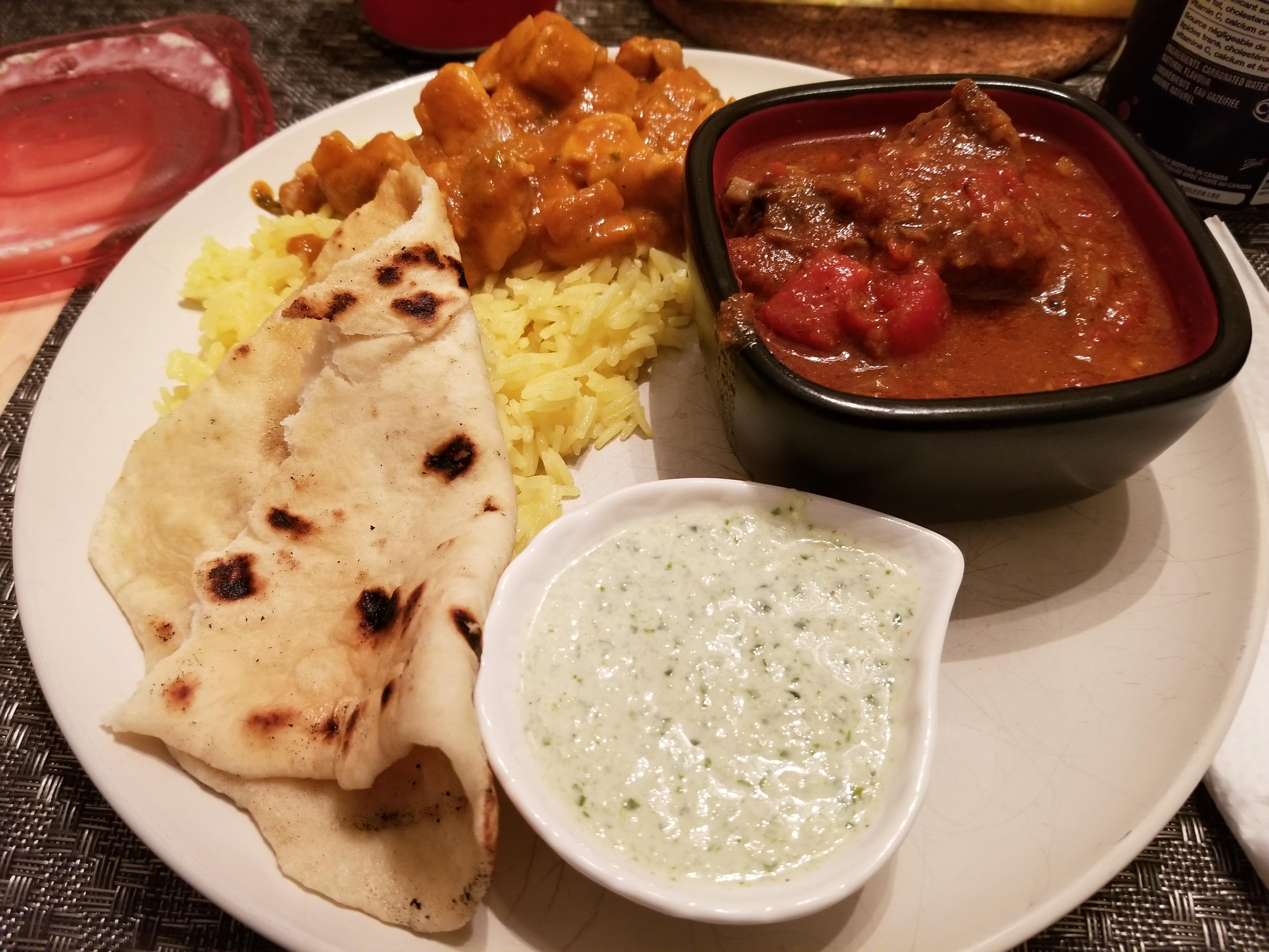 Curry night: butter chicken, goat curry, and homemade naan! - Dining ...