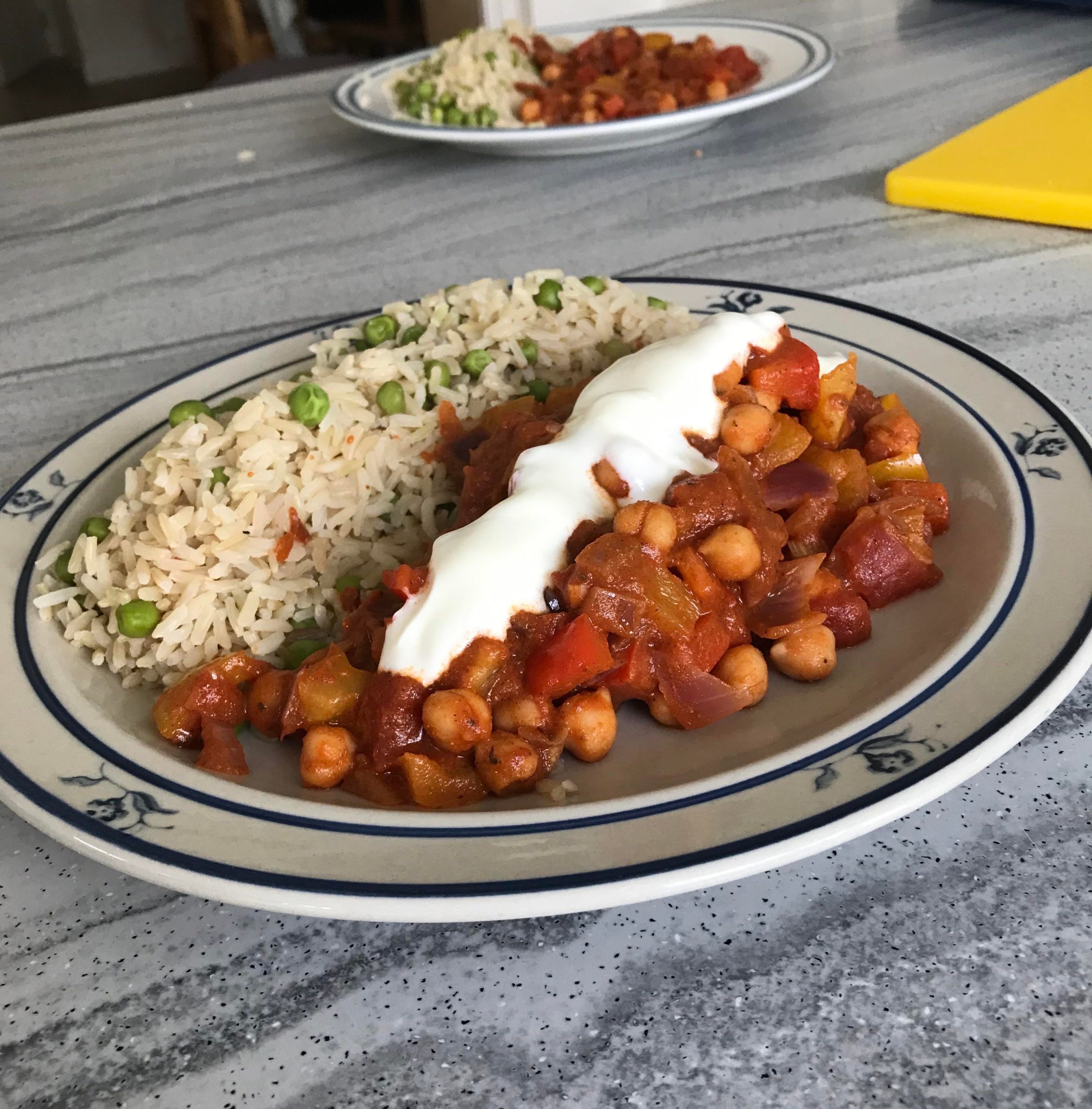 Last night’s chickpea bhuna, brown rice, peas and yoghurt - Dining and ...