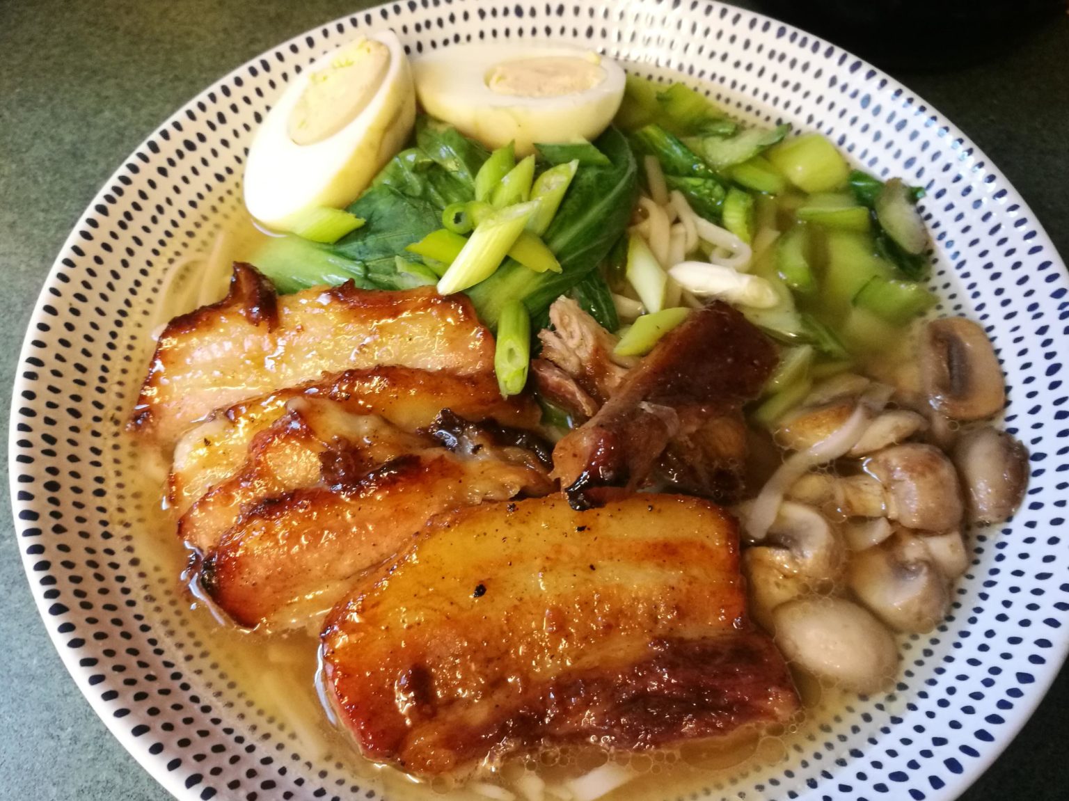 Shoyu Ramen with Pork Butt Chasu, Corn, Spring Onion, Ajitama Egg and ...