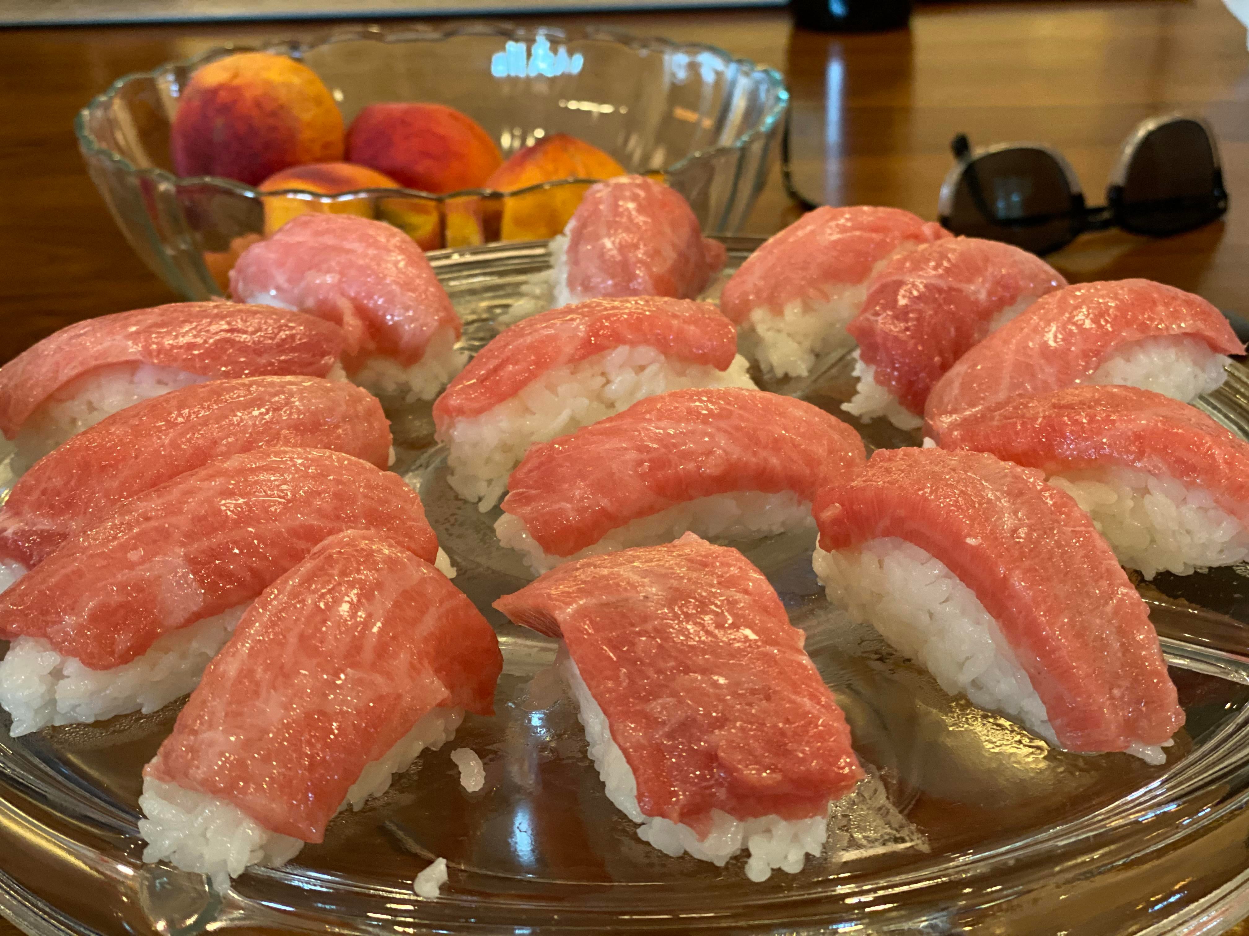 Made my own sushi for the first time. Otoro Nigiri. - Dining and Cooking
