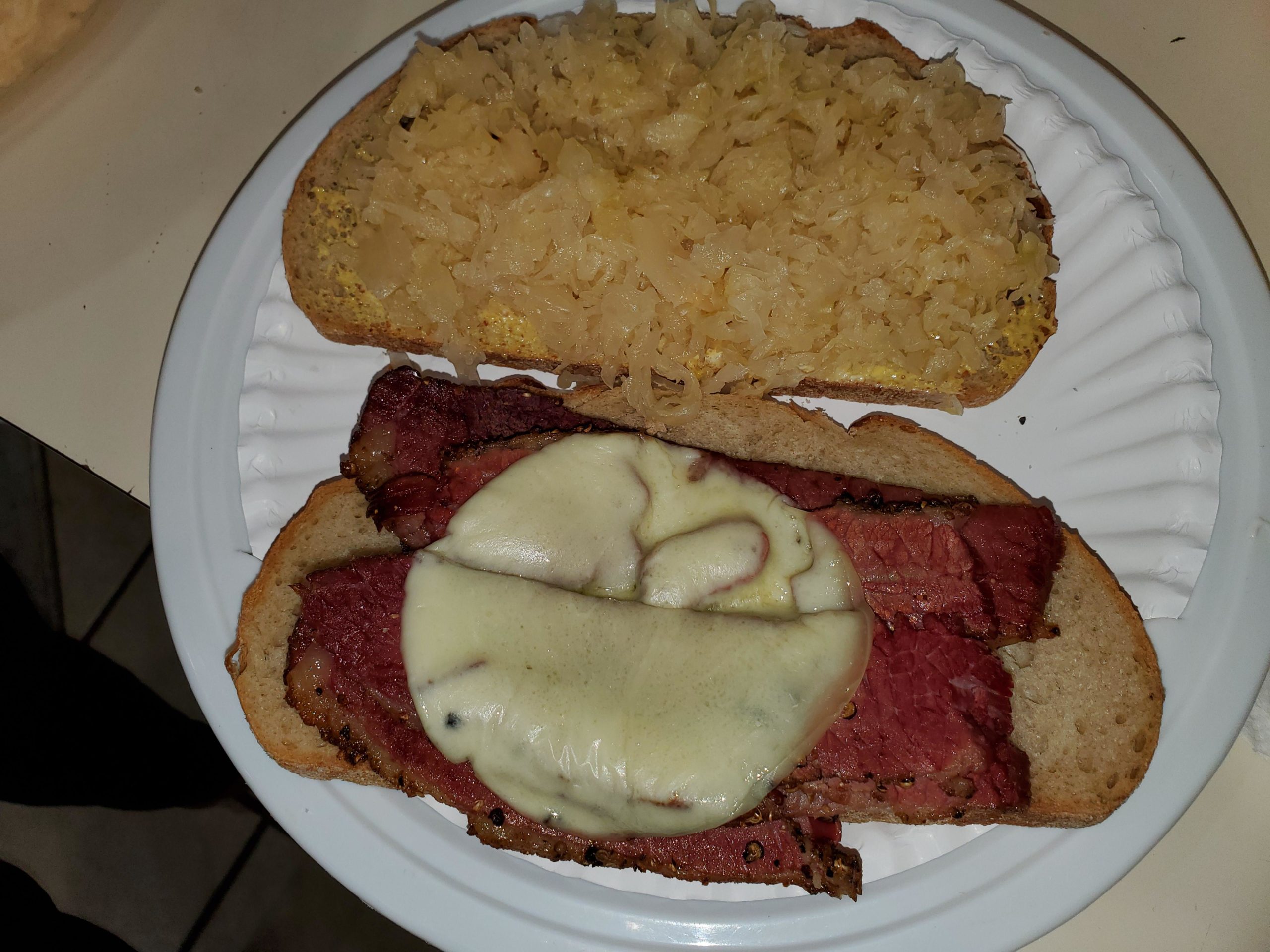 A follow up to my first sous vide pastrami - sammiches on German rye ...