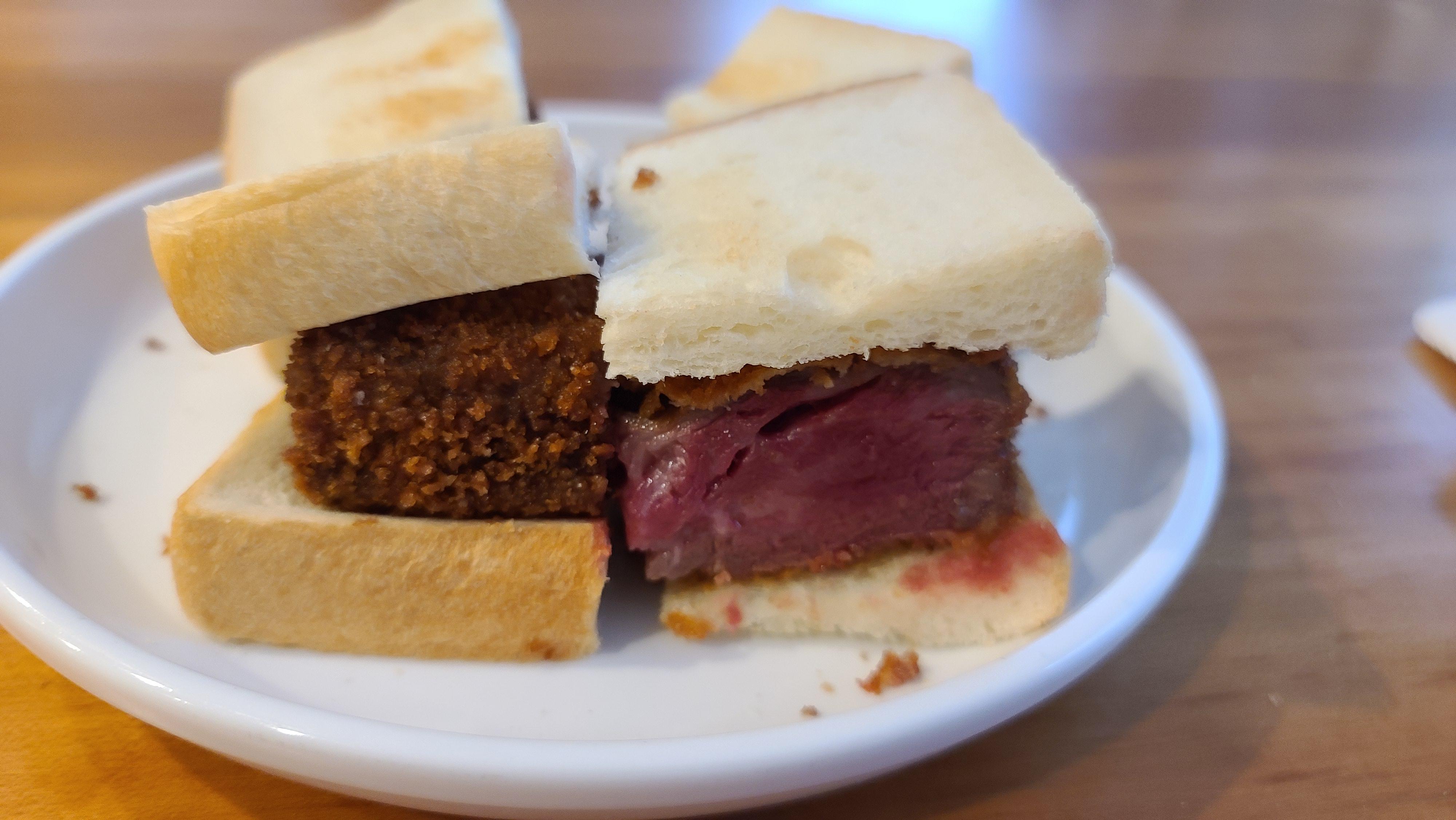 Possibly a bit controversial, but wagyu gyukatsu sando (Japanese steak ...