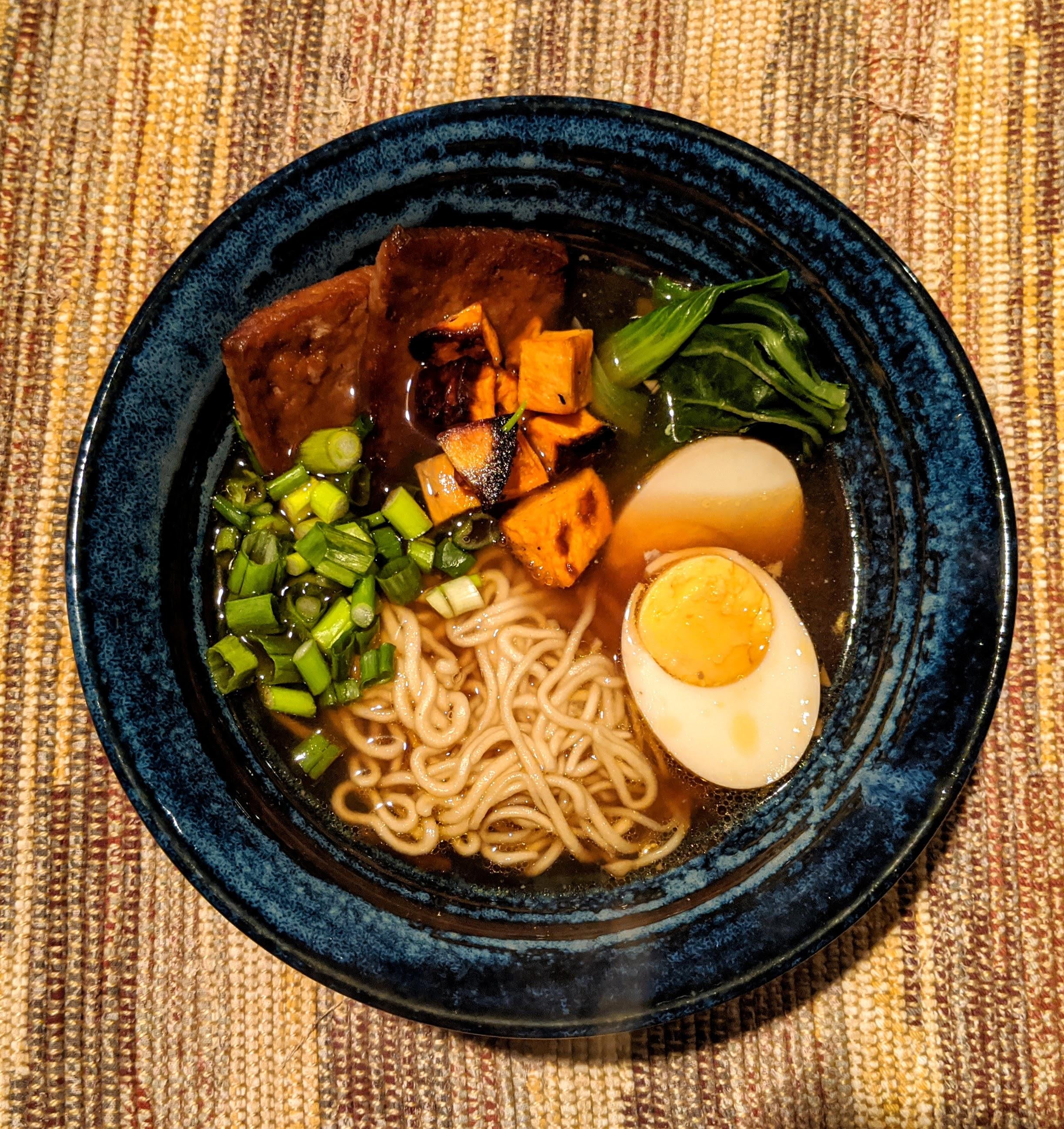 Chicken-based Tomato Shoyu Broth with Roasted Sweet Potato, Bok Choy ...