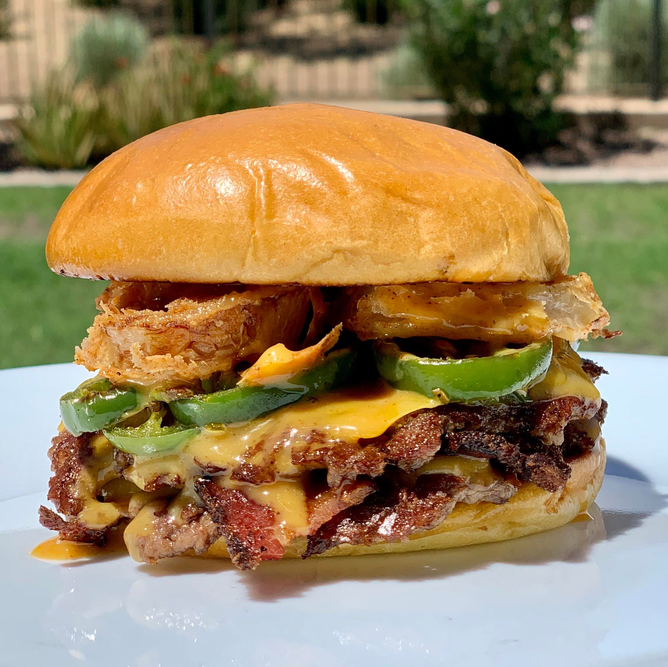 “Western” Smash (with onion rings, jalapeños, and bacon) - Dining and ...