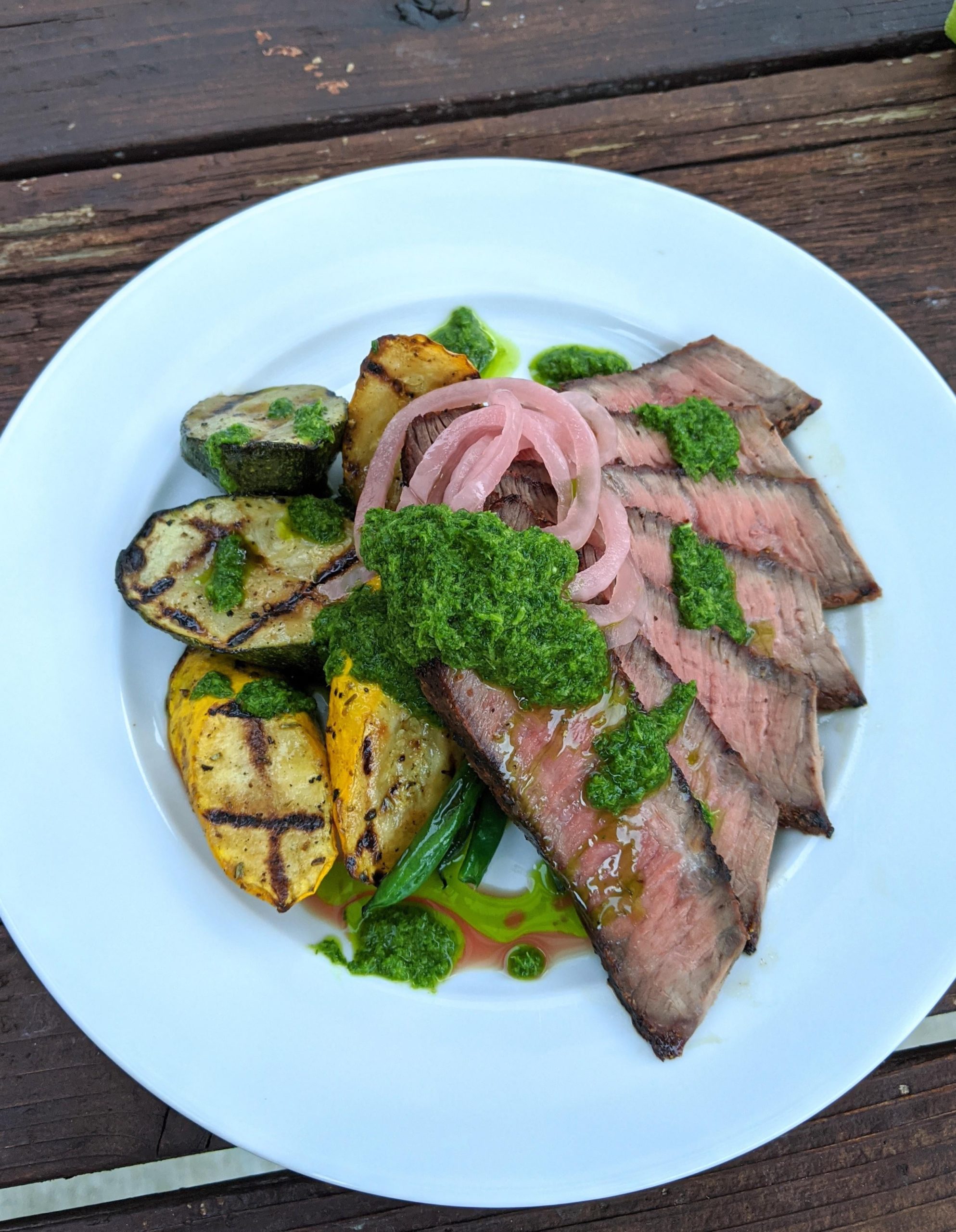 Smoked some Top Round "London Broil" and seared. With grilled squash ...
