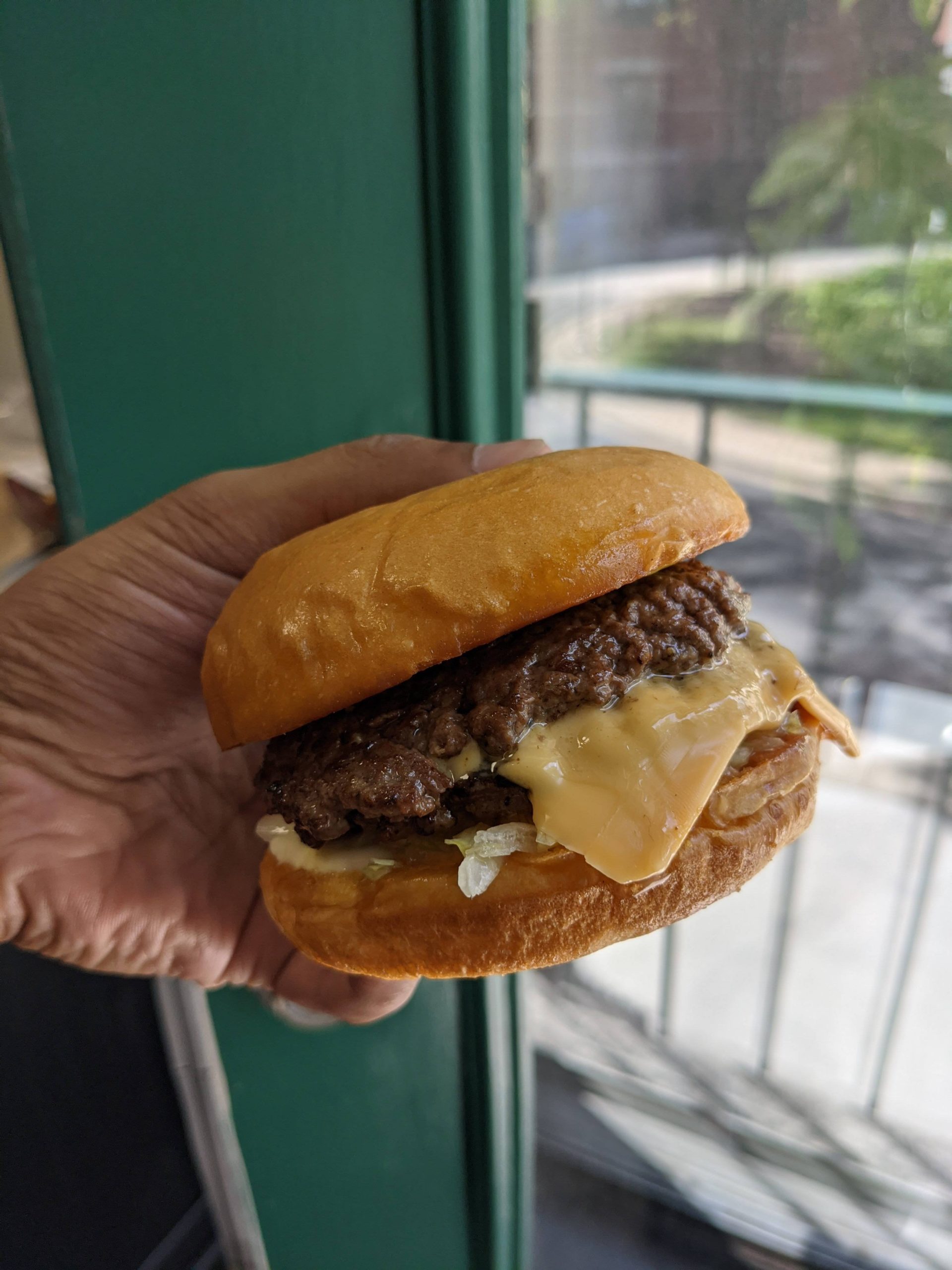 Made this double smash burger on brioche today - Dining and Cooking