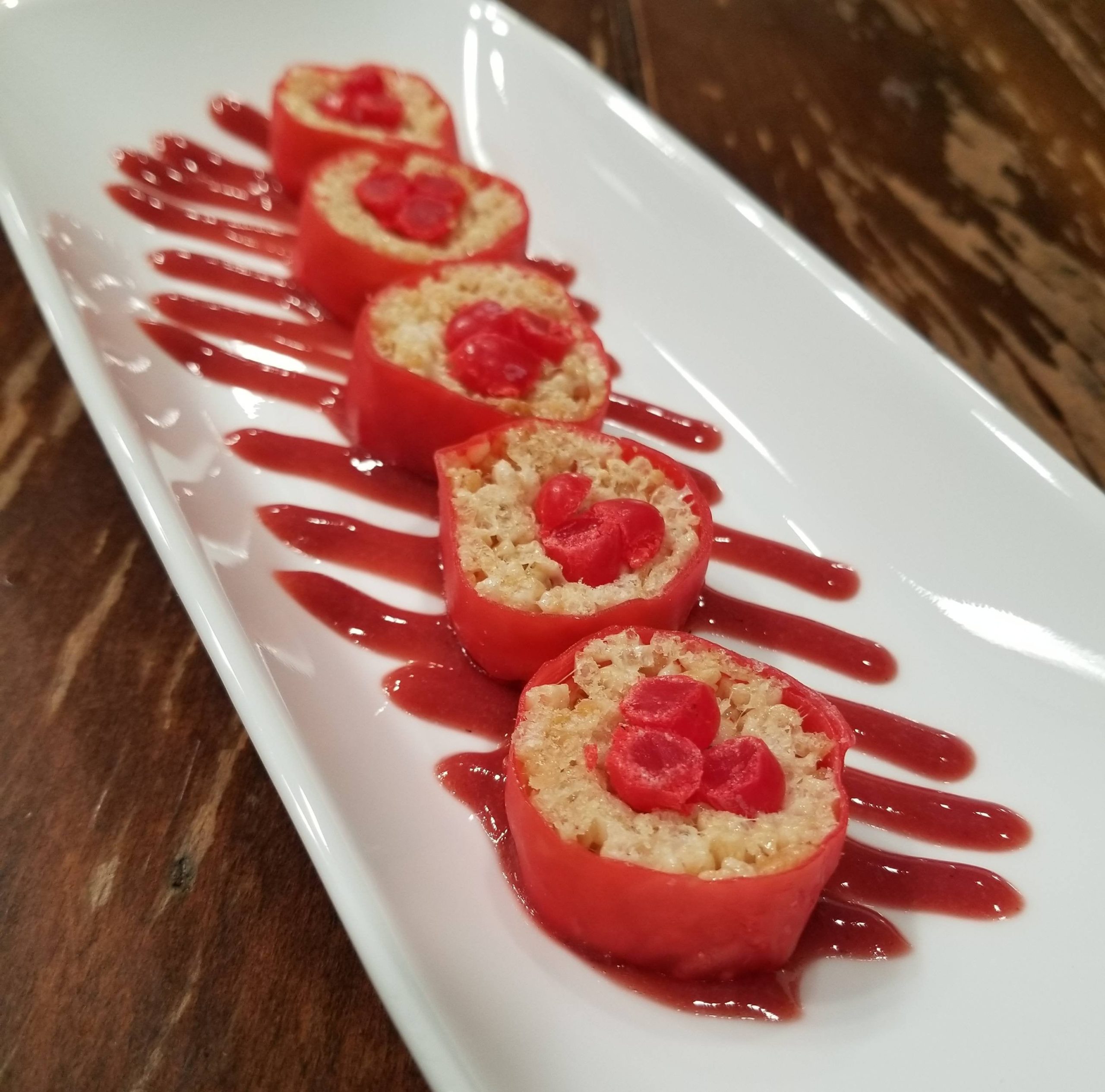 rice krispy treat sushi roll with fruit roll wrapper and jelly beans ...