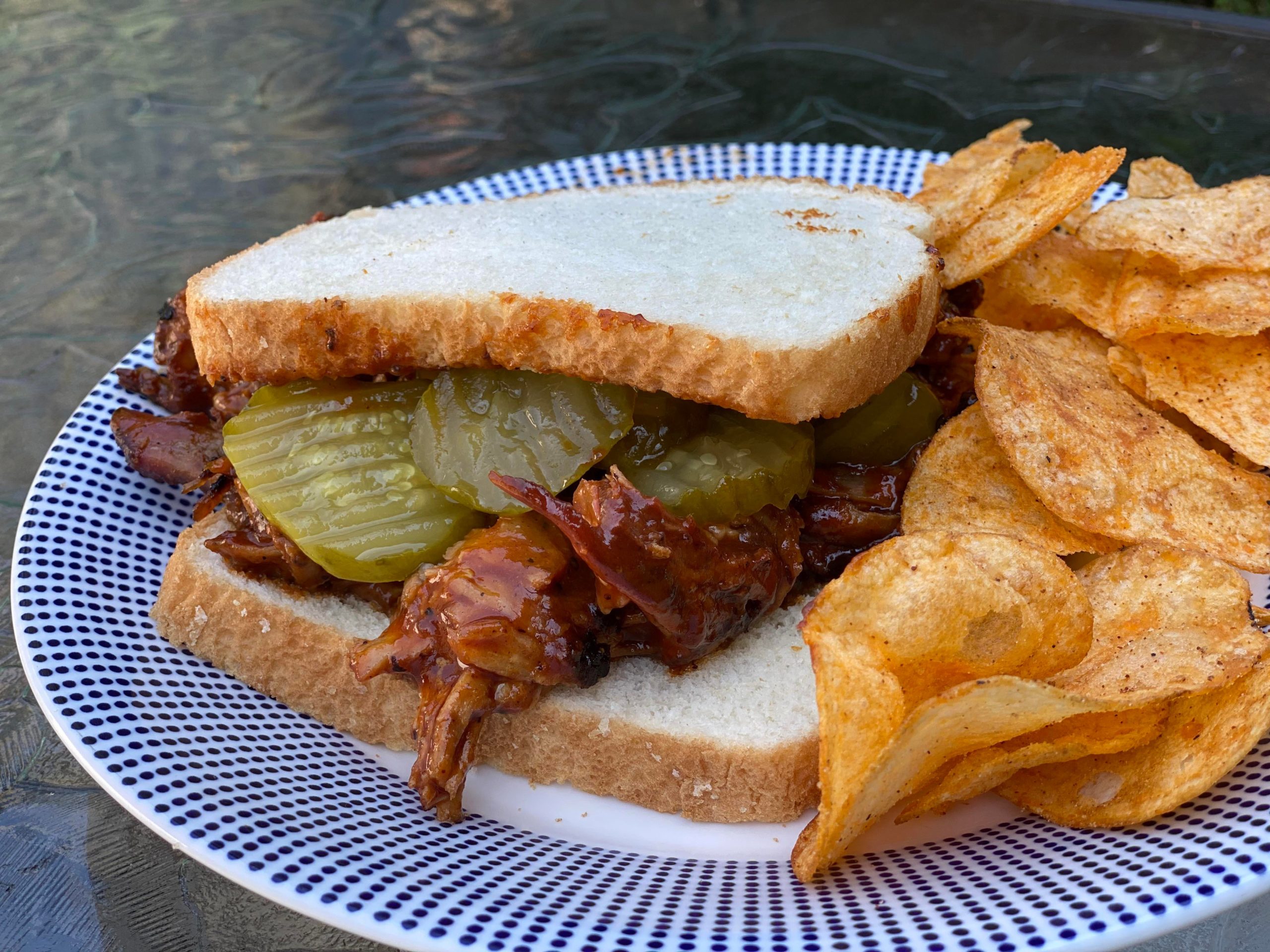 Pulled pork Sammy with famous Dave’s pickles - Dining and Cooking