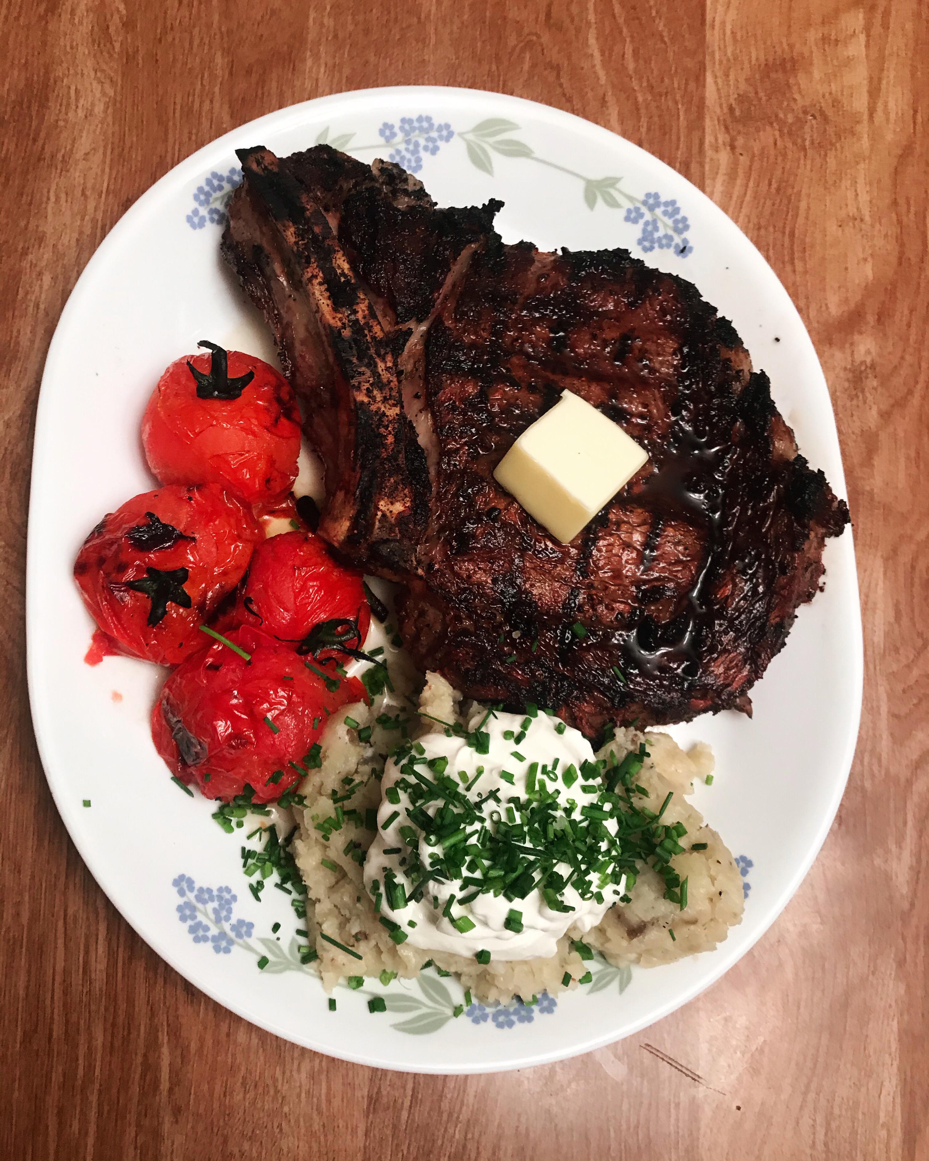 First post here ! 2 pound bone in rib eye seared on the ol grill with ...