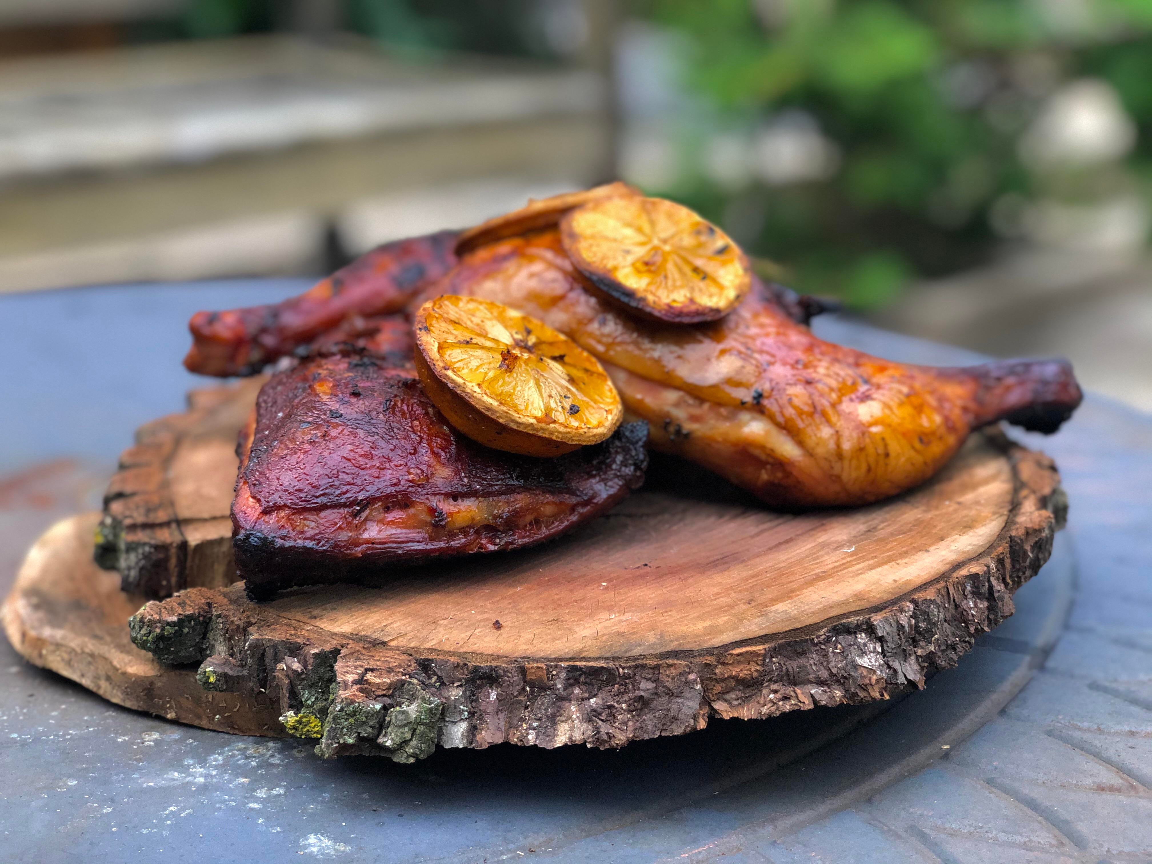 Hickory smoked chicken legs on a hillbilly platter - Dining and Cooking