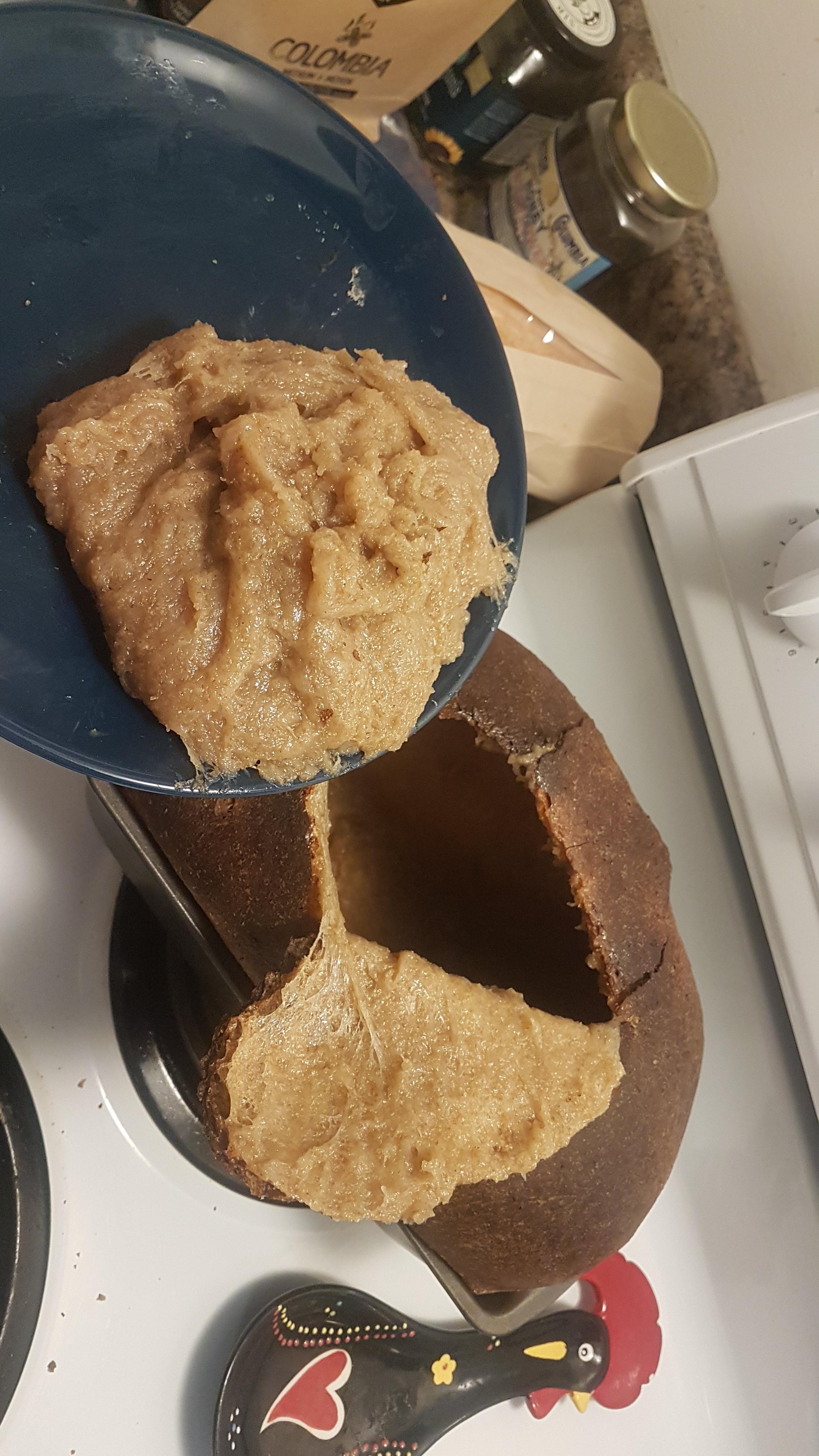 First experiment with amylase enzyme. Bread is fully hollow and the ...