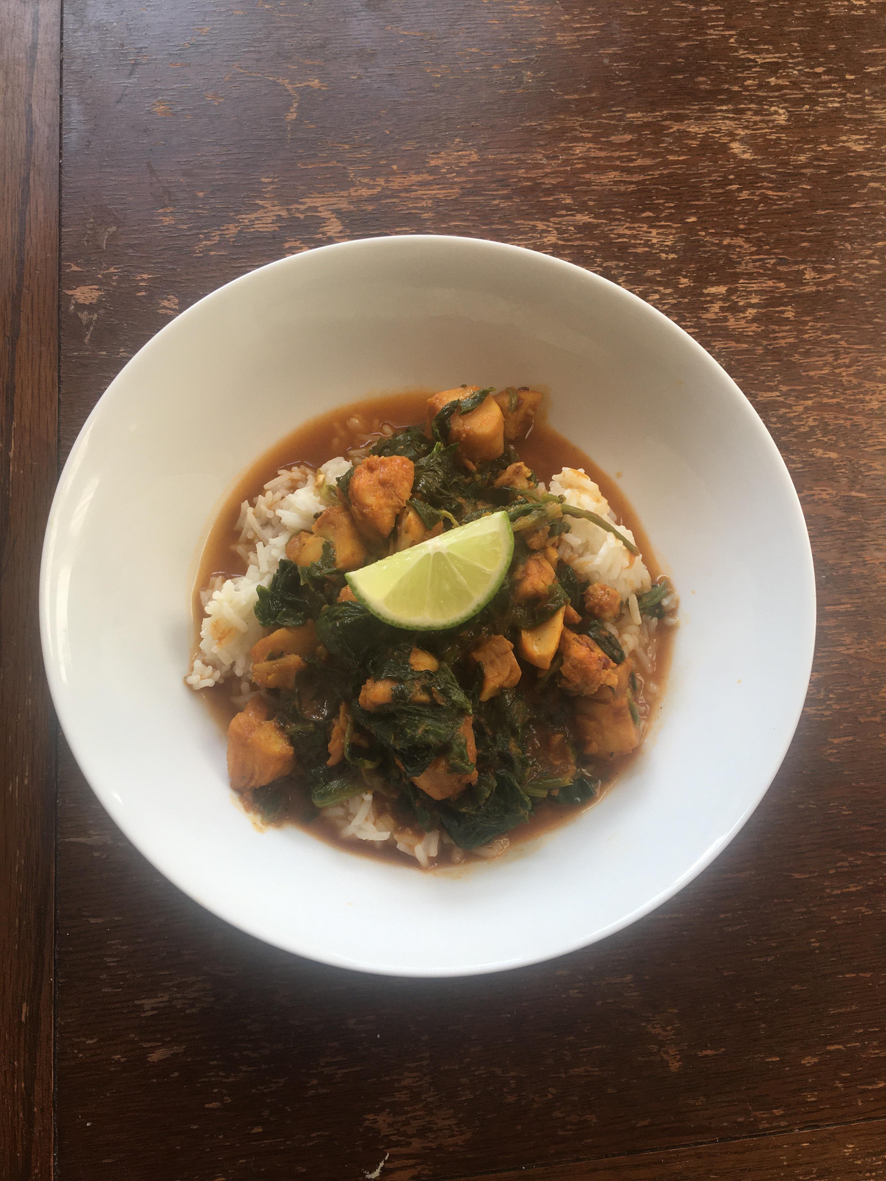 Curried lime & coriander hake and basmati rice. A small but tasty ...