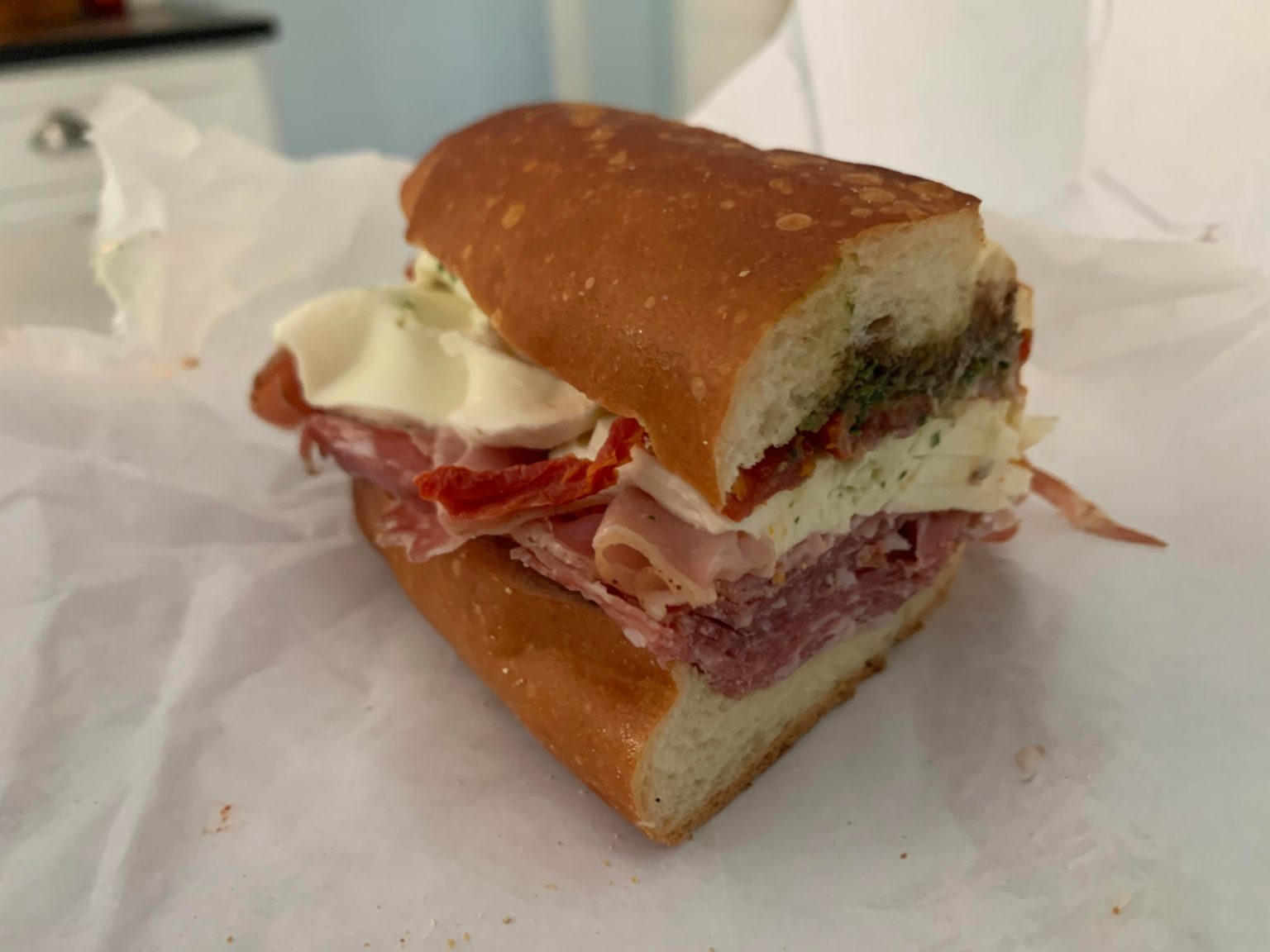 Fresh tomato, black pudding, fried egg and bacon on doorstop bread ...