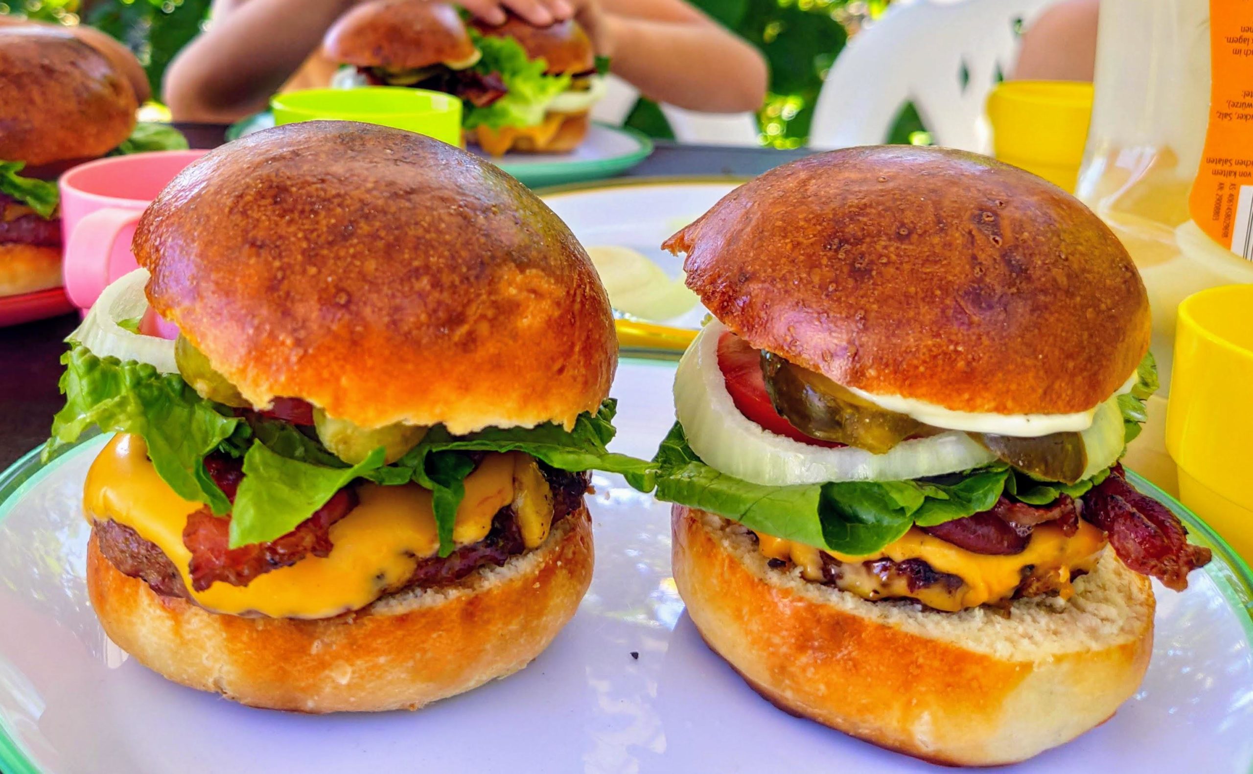 Backyard burgers with the family on homemade brioche. First but ...
