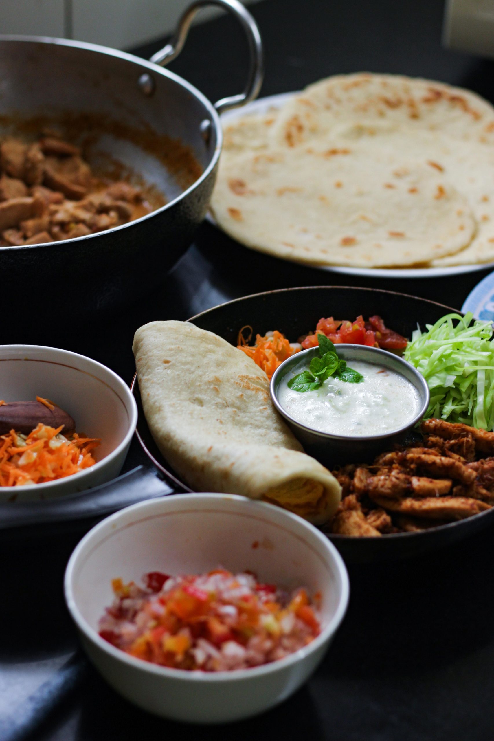 My friend and I made a deconstructed Shawarma platter with Khubz ...