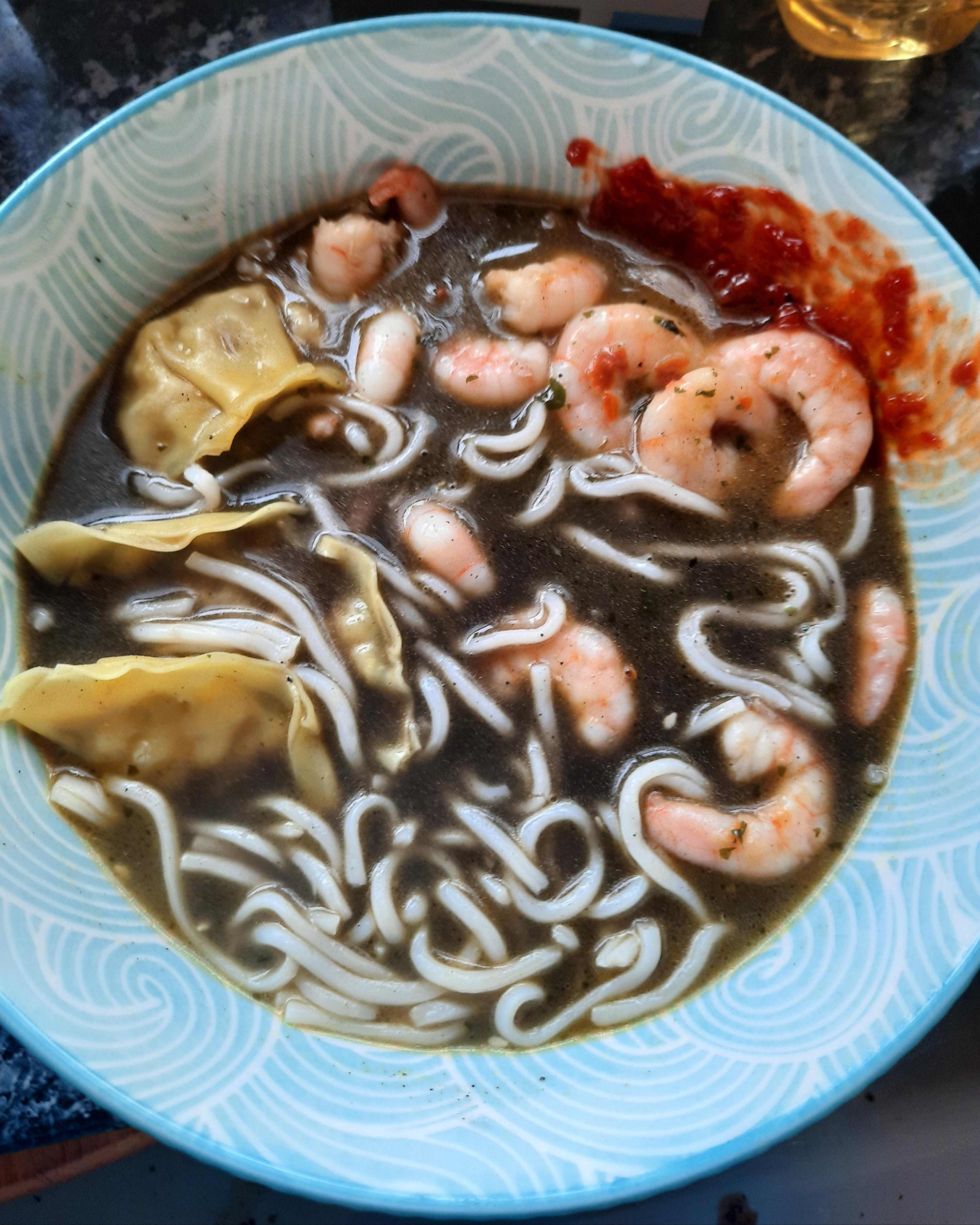Squid ink miso ramen. Pretty tasty for a quick cupboard-clearout ...
