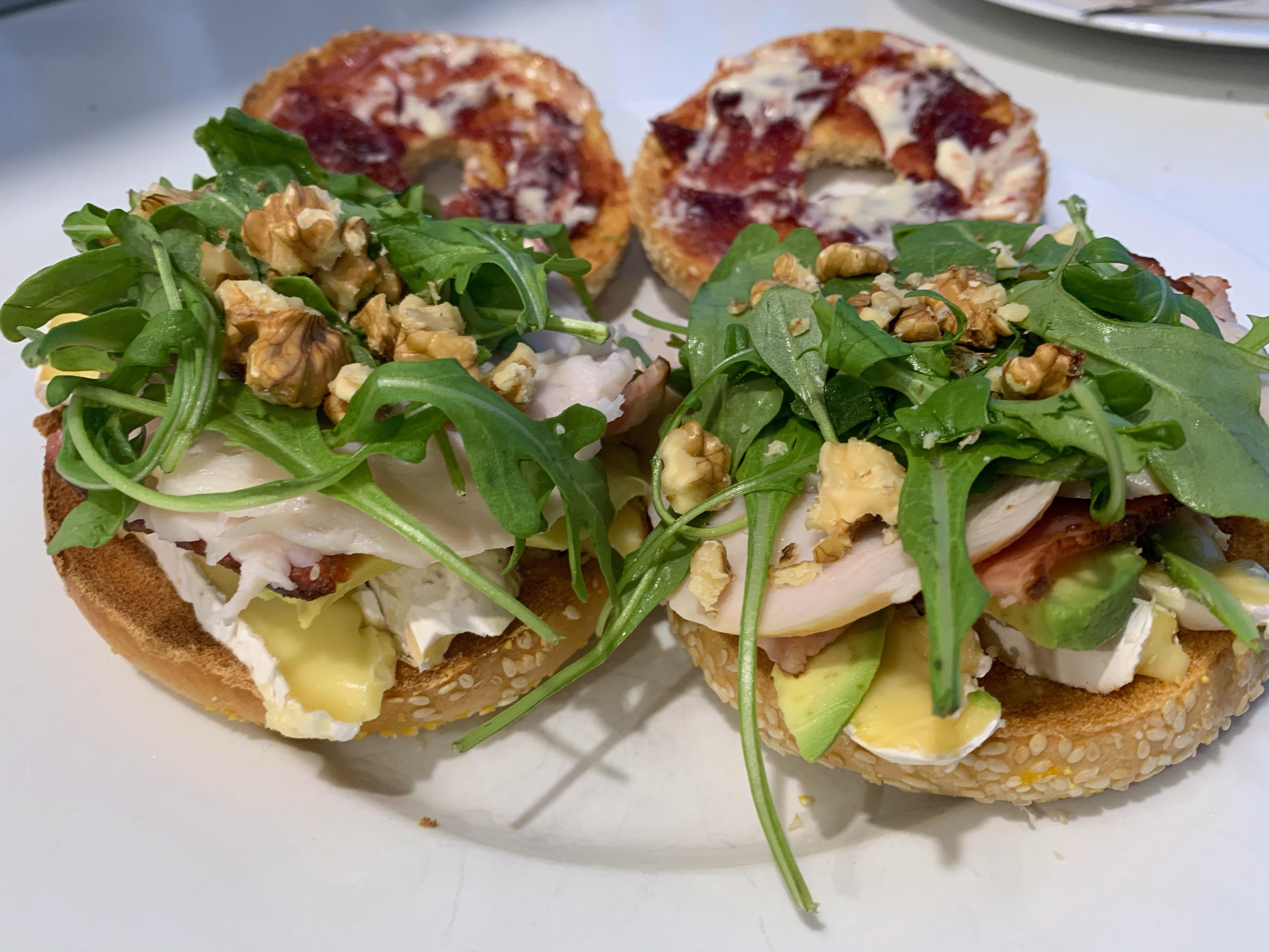 Bagel day! Turkey, Bacon, Avocado, Brie, Rocket, Walnuts, Cranberry ...