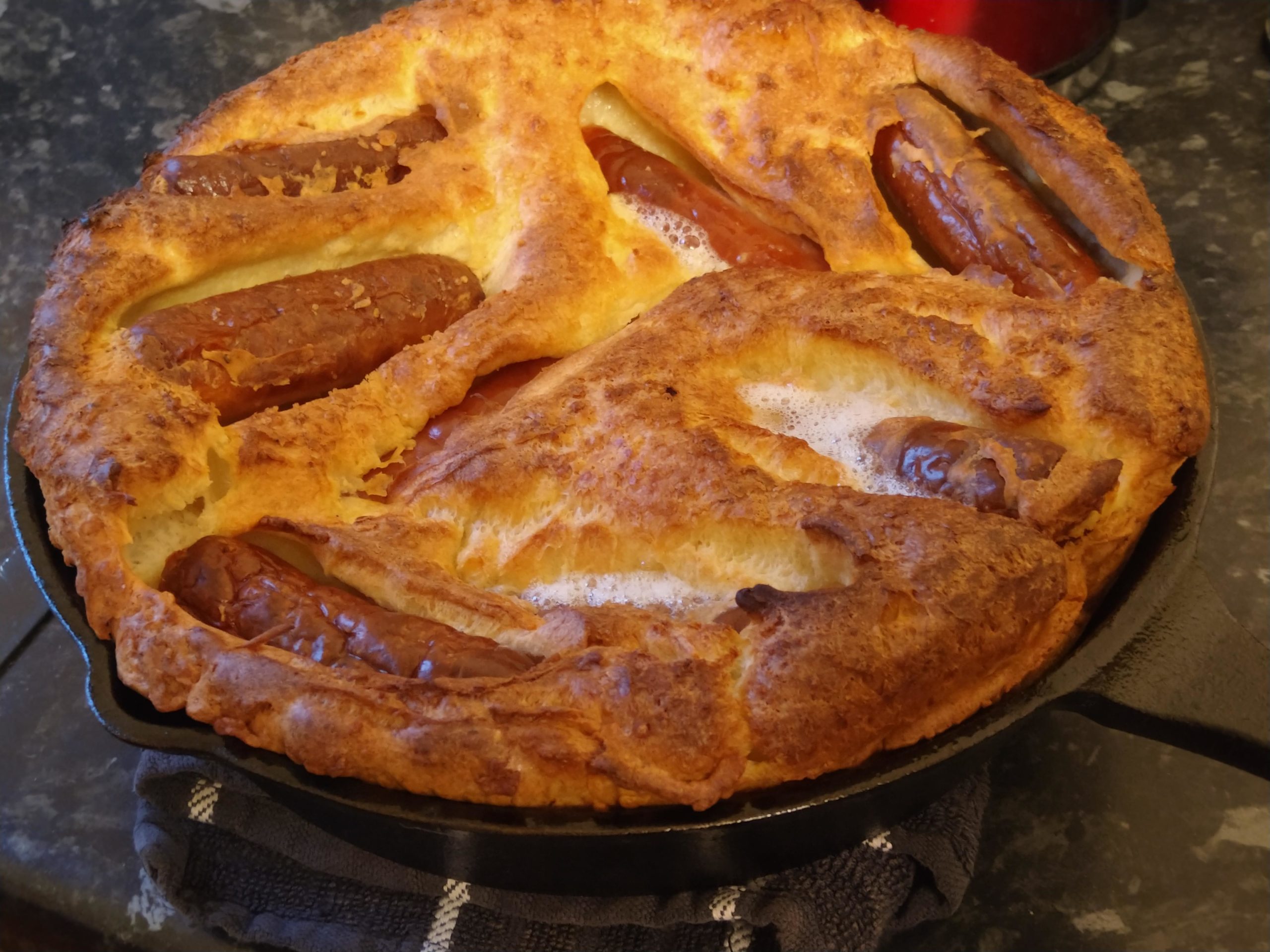 Toad in the hole made in my new cast iron skillet - Dining and Cooking