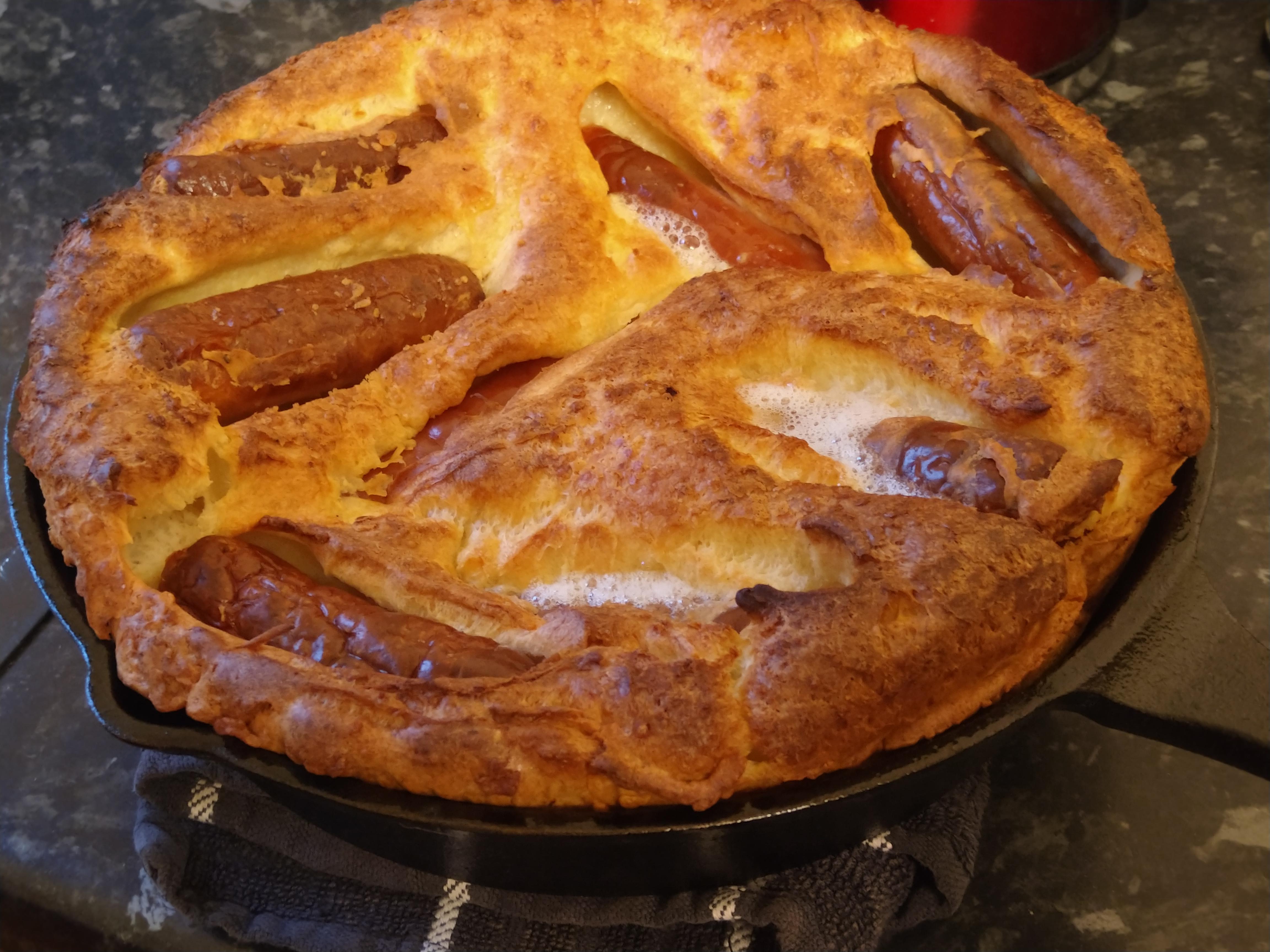 Toad in the hole made in my new cast iron skillet - Dining and Cooking