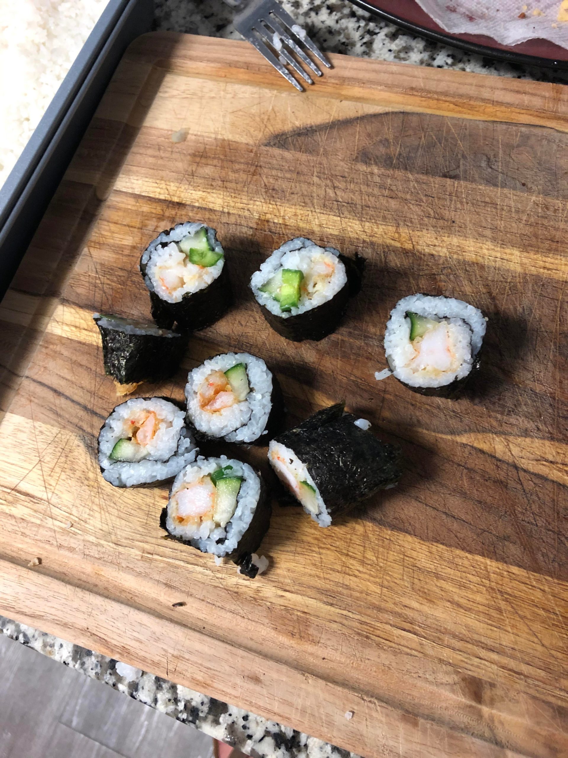 First attempt at making my own sushi. Not too bad ! - Dining and Cooking