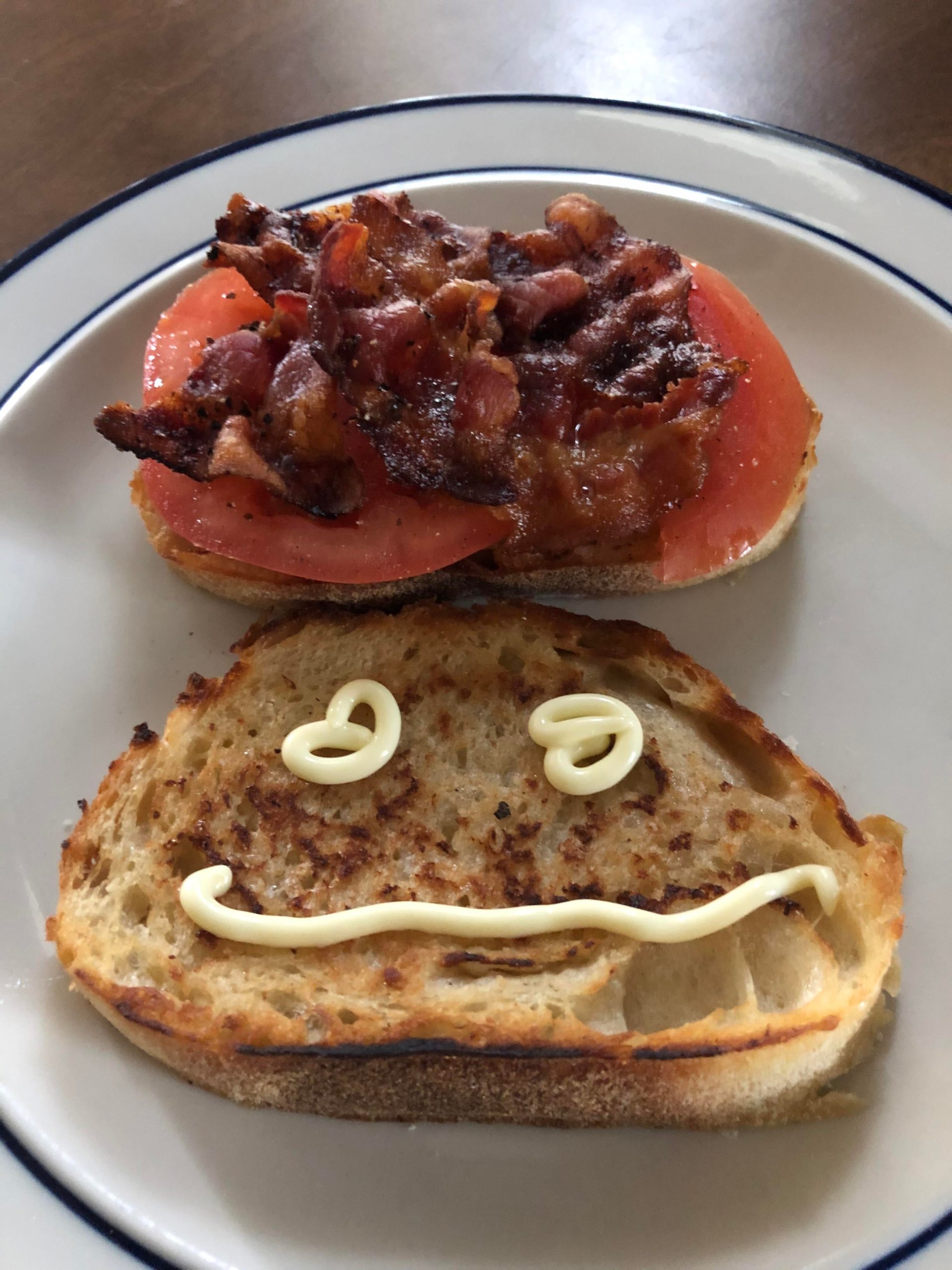Kewpie fried sourdough, havarti, peppered maters, bacon, more kewpie ...