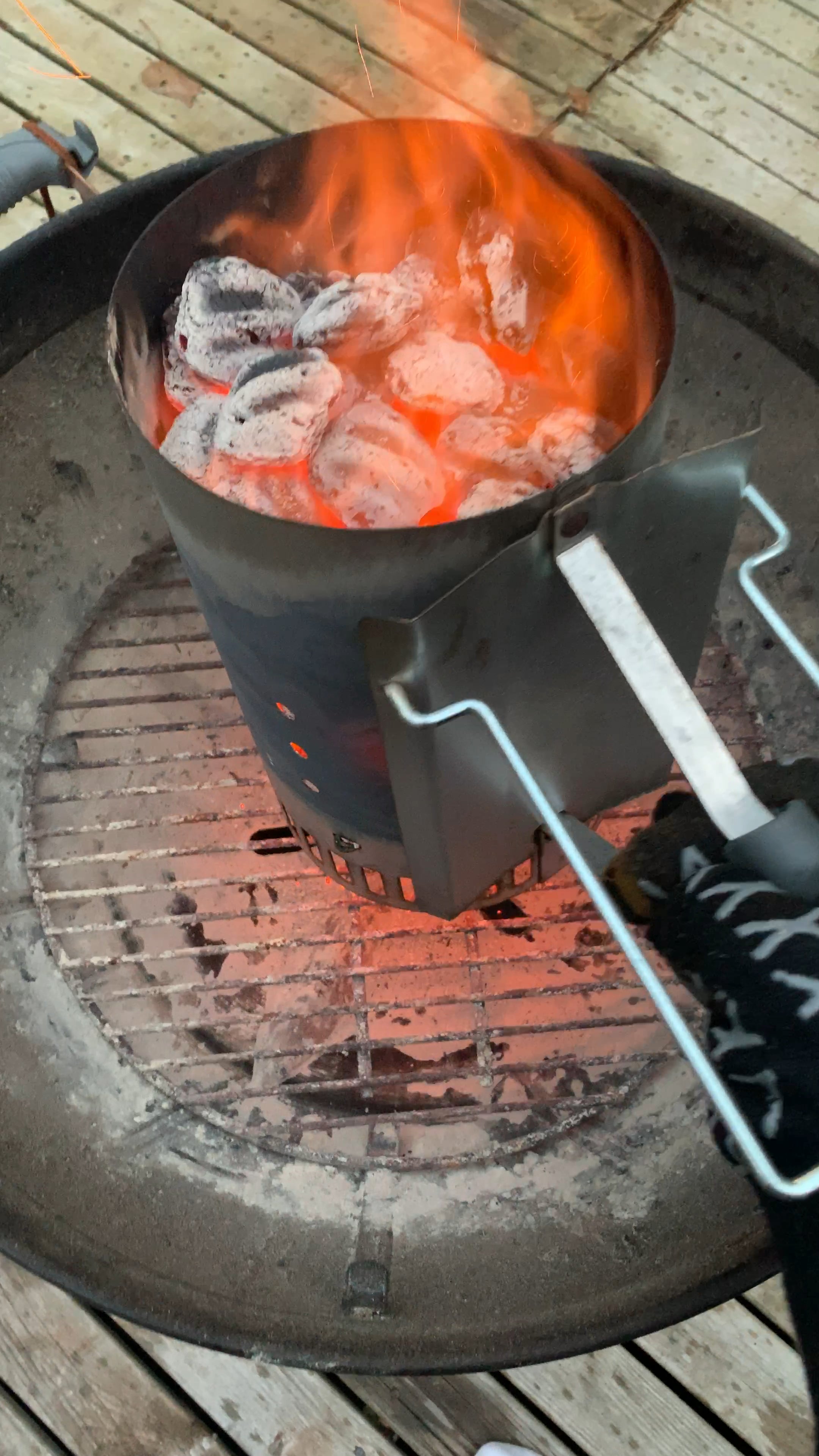 It may be cold out, but these coals are hot and ready for grilling ...