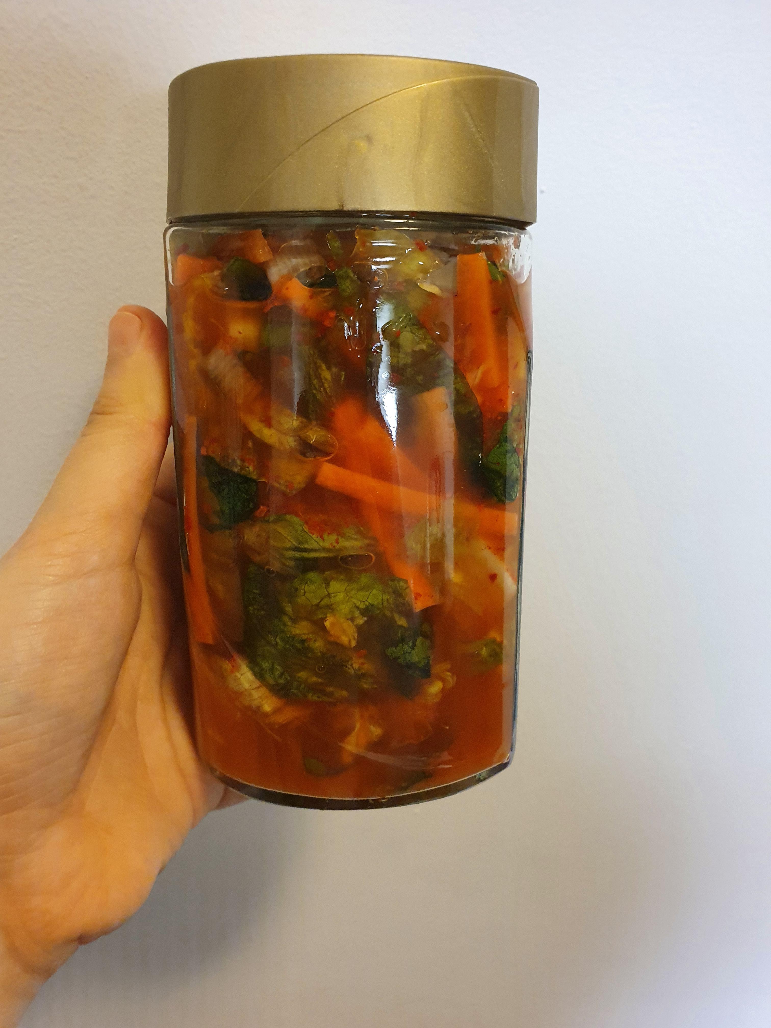 Second attempt at fermenting Kimchi. This time I invested in Korean red ...