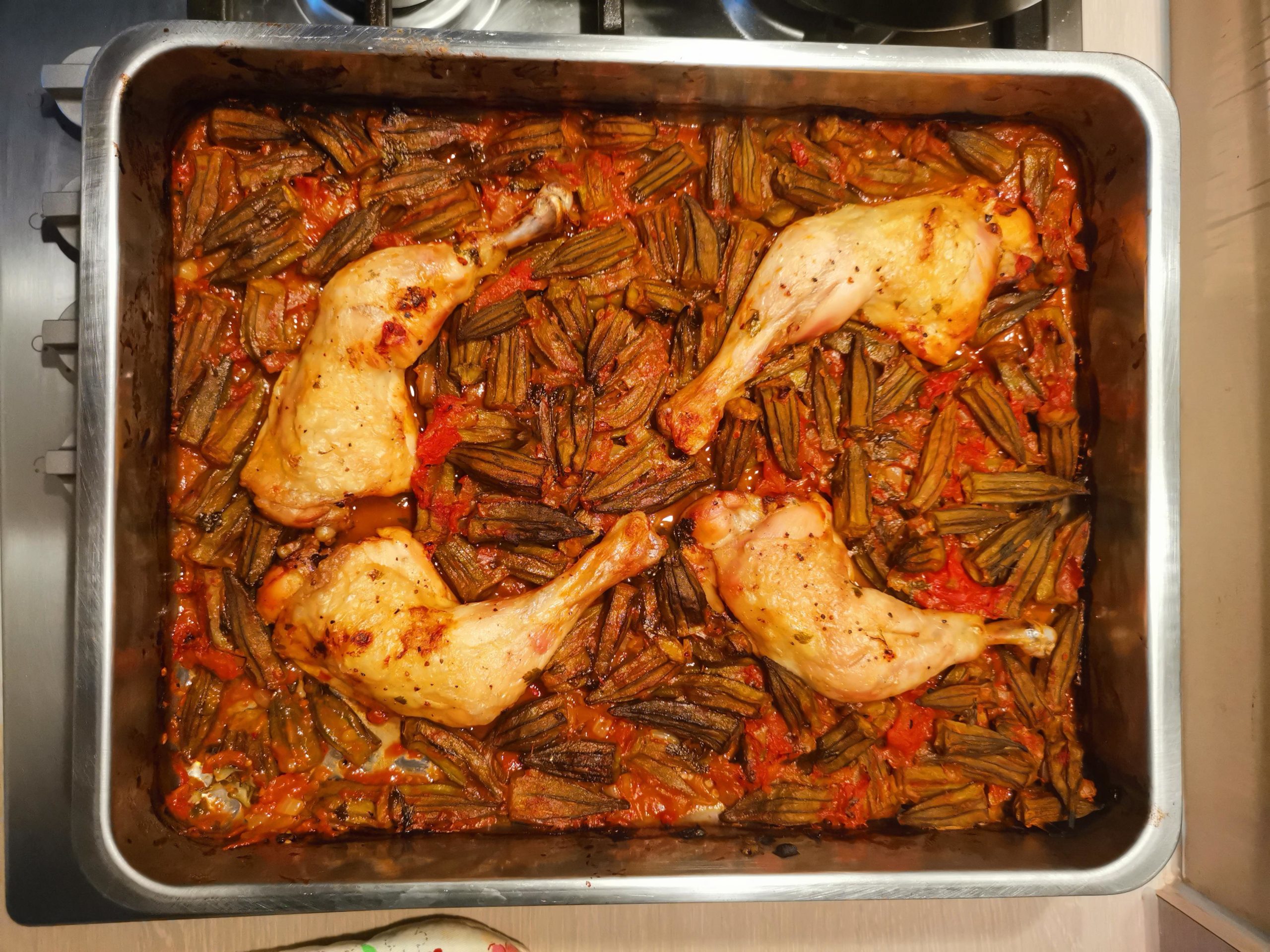 Greek style chicken with okra, simple and delicious. - Dining and Cooking