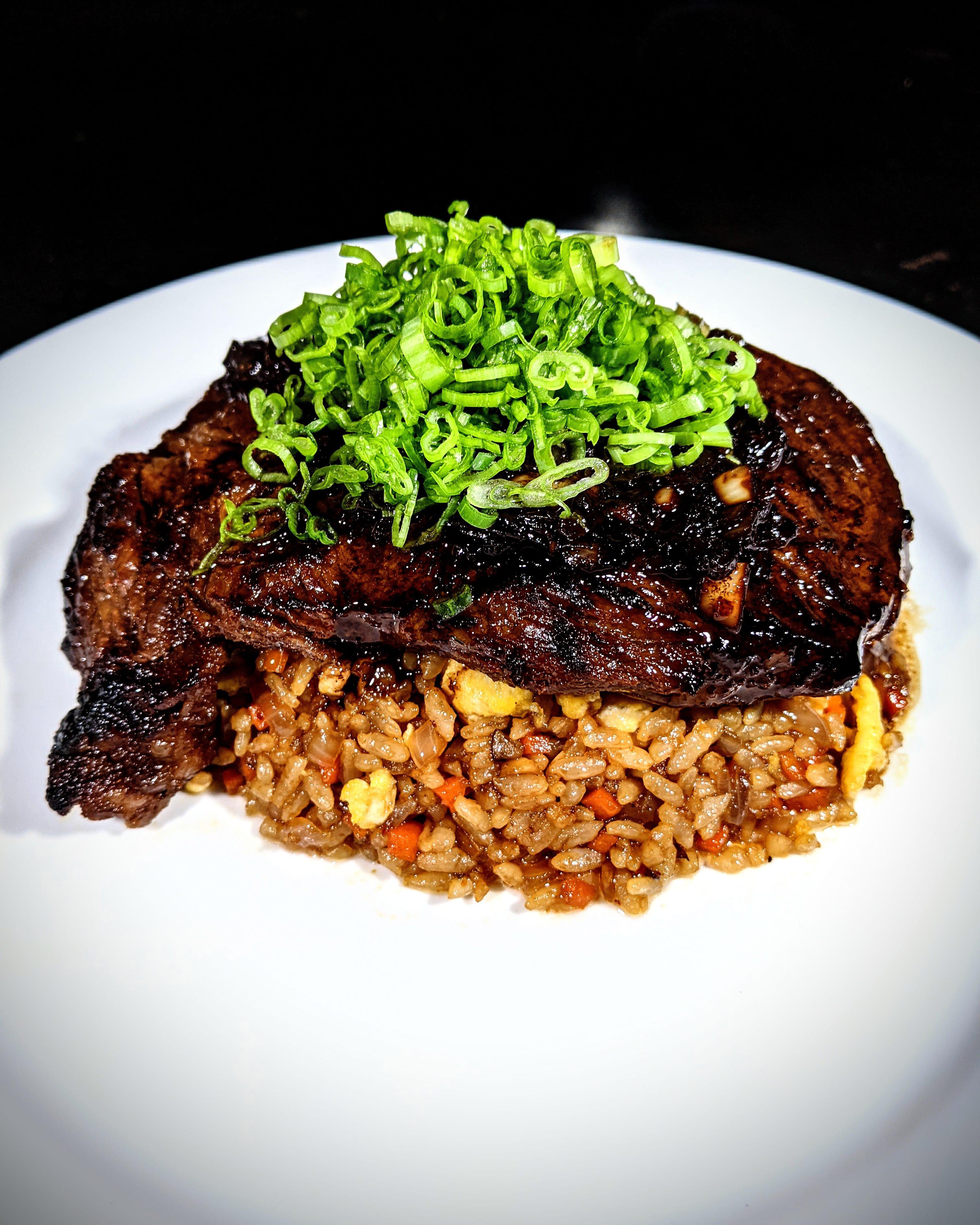 Steak over fried rice - Dining and Cooking