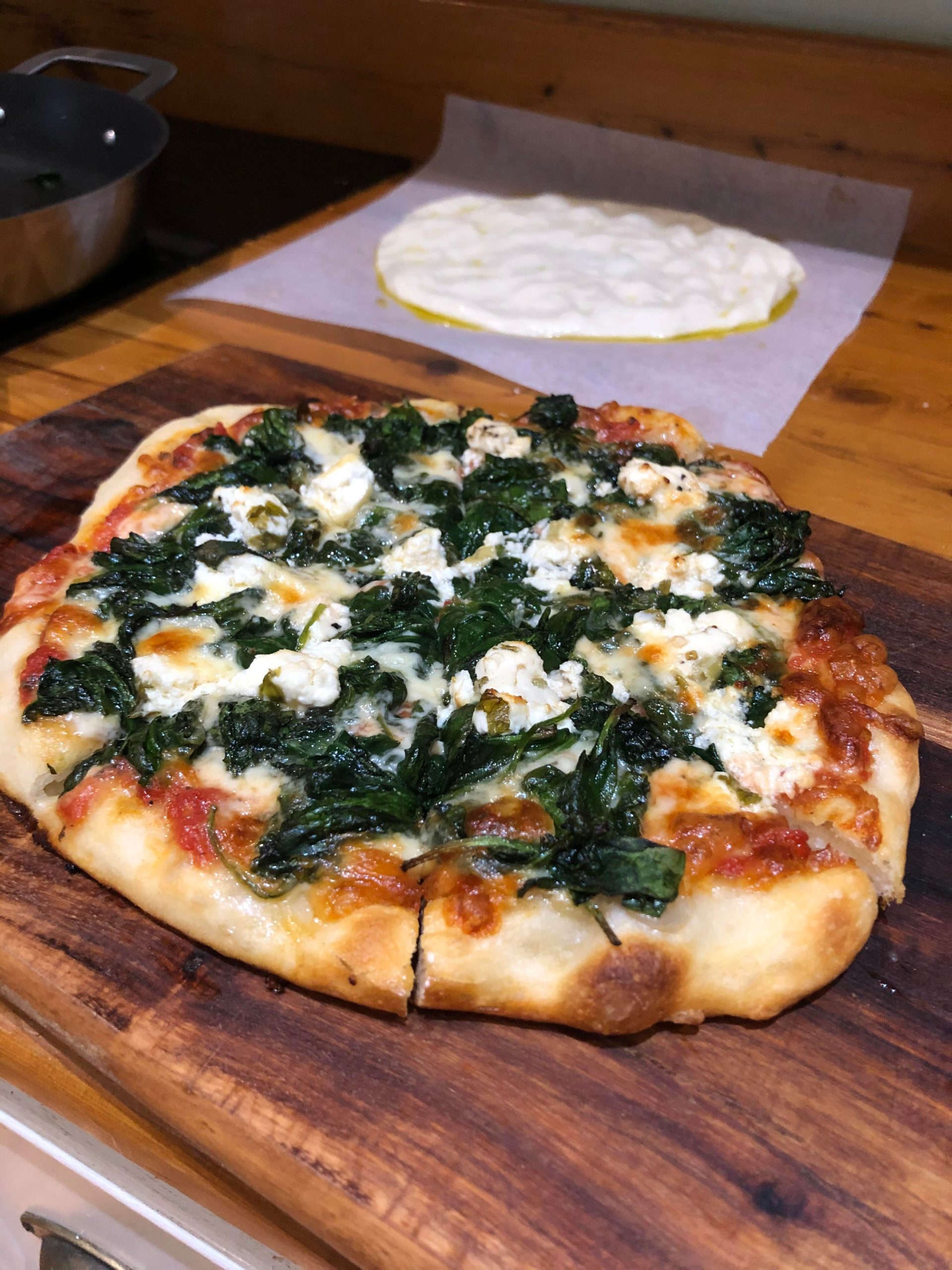 Partner is away so I made spinach and Persian feta pizza. - Dining and ...