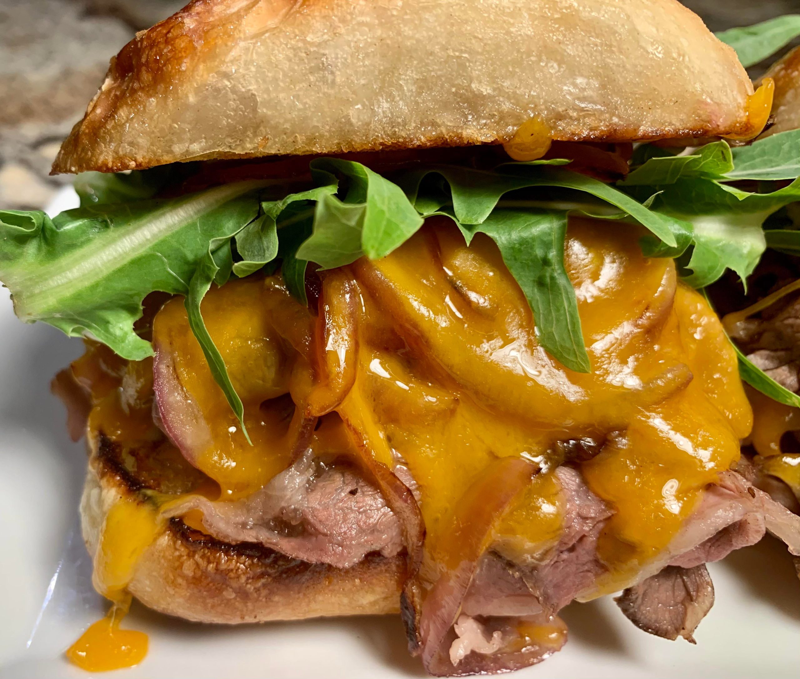 Ribeye on Sourdough with Cheddar, Caramelized Onions and Horseradish ...