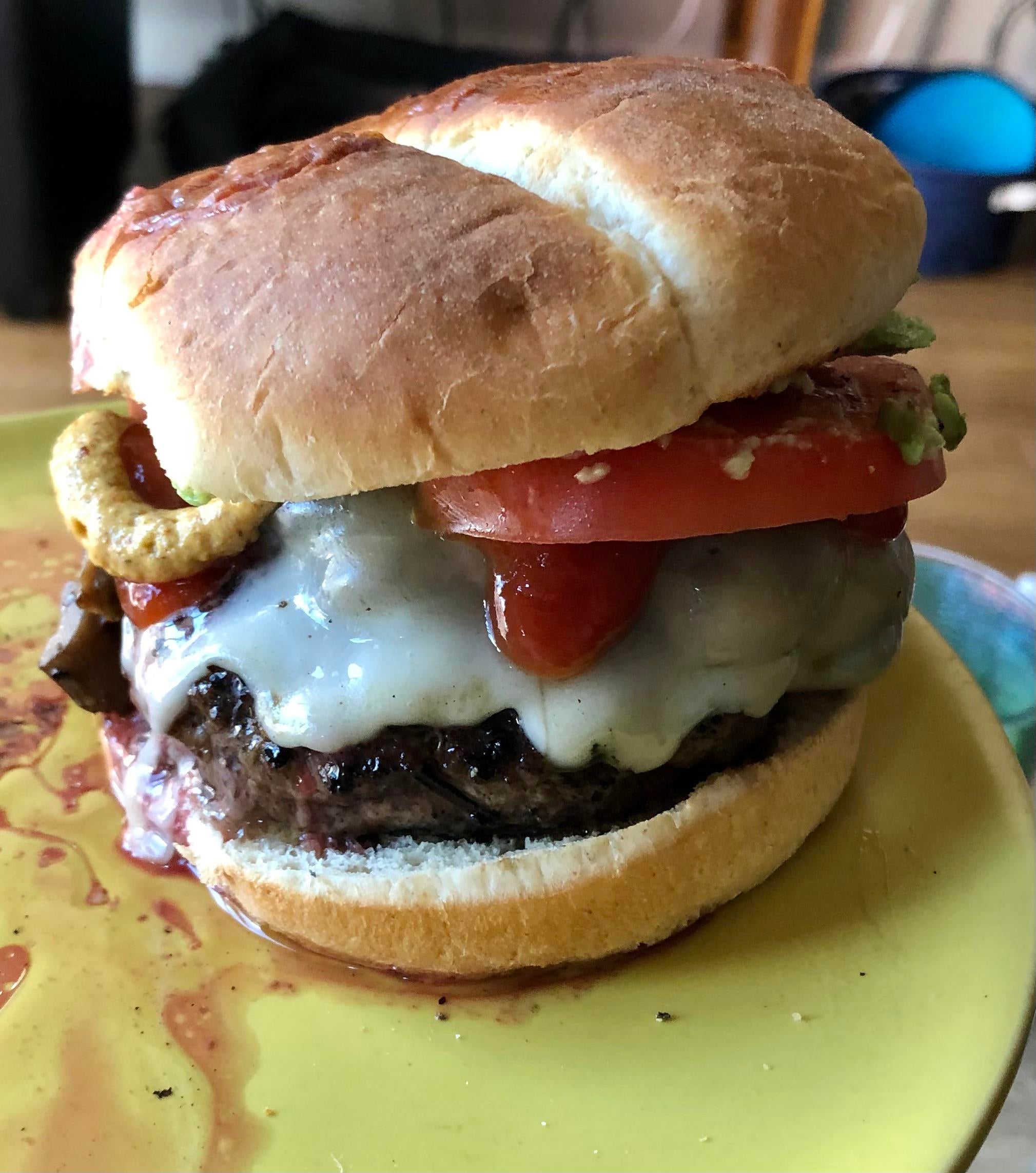 A bit beefier than most sandwiches: A fun-guy provolone burger with all ...