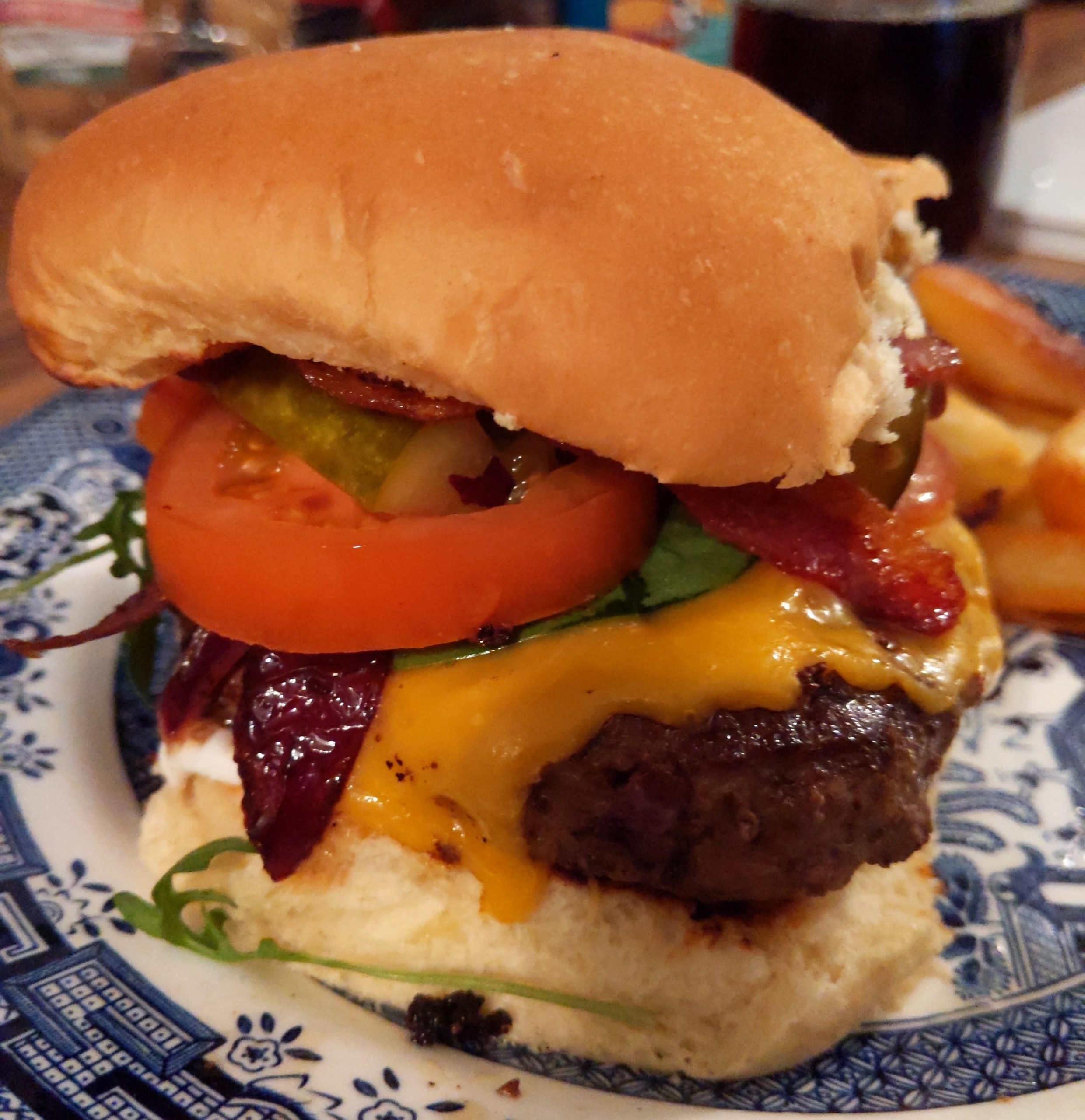 Homemade cheese burger with all the trimmings - Dining and Cooking
