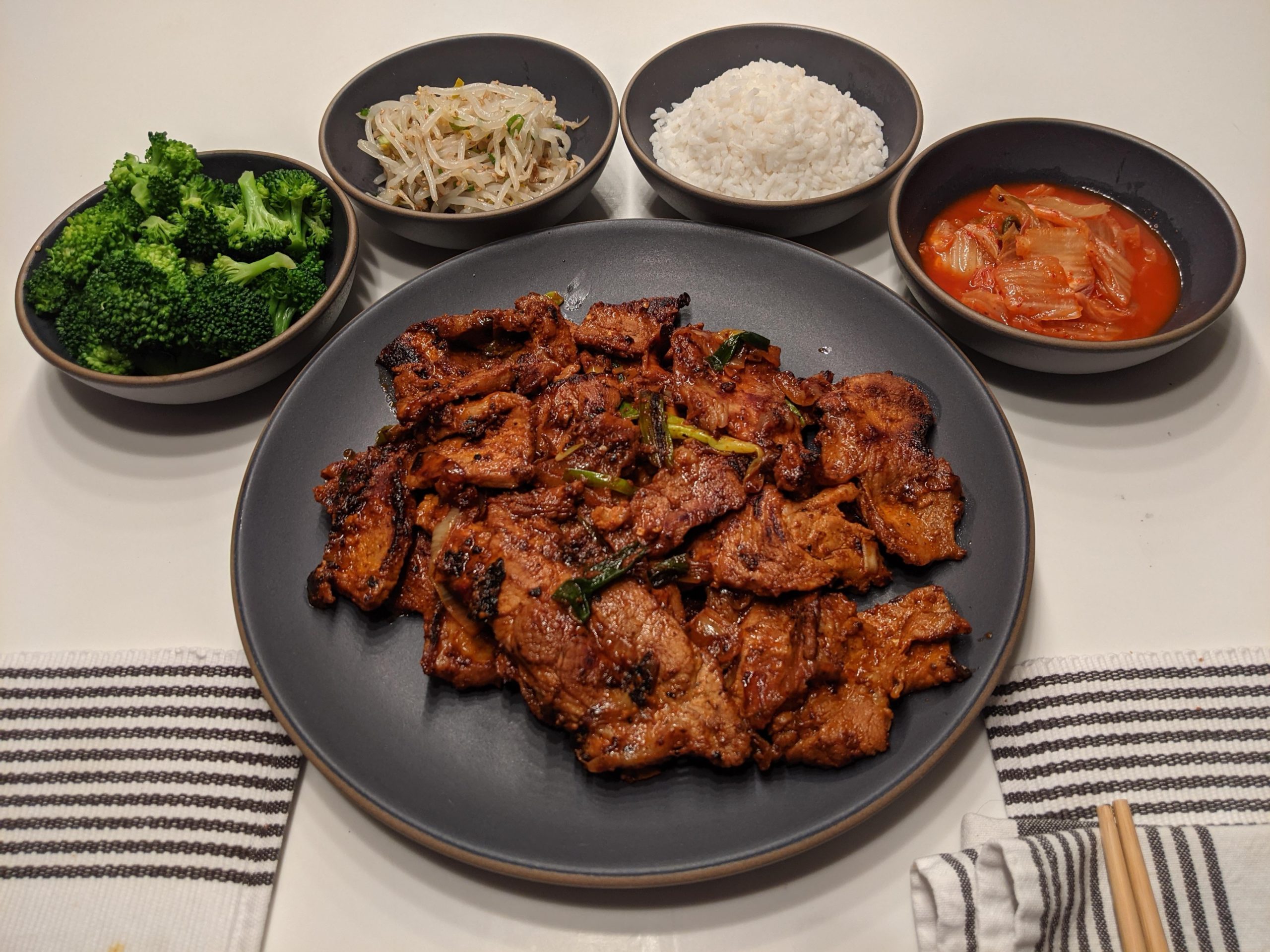 Homemade daeji bulgogi with banchan - Dining and Cooking
