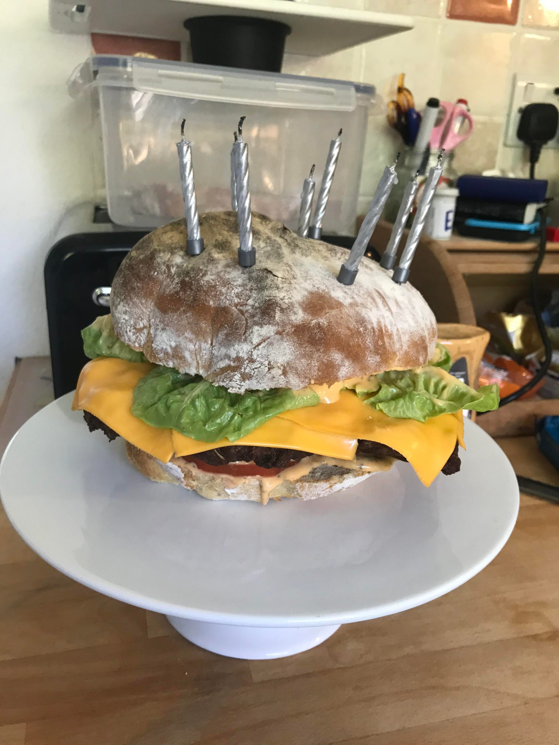 Birthday burger! Home made bread bun 🙂 - Dining and Cooking