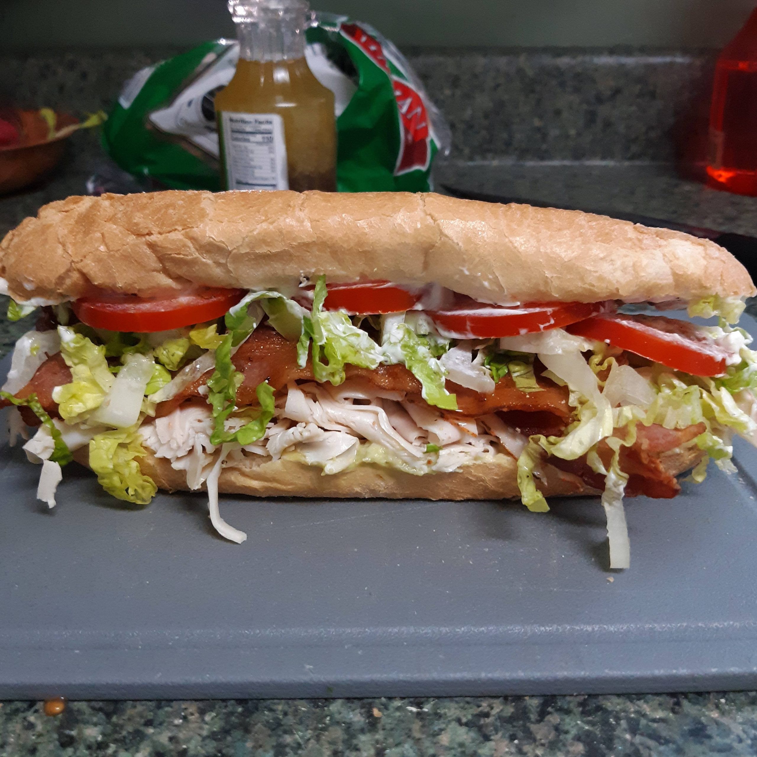 Turkey BLT with avocado, mayo and sub dressing on a lightly toasted ...